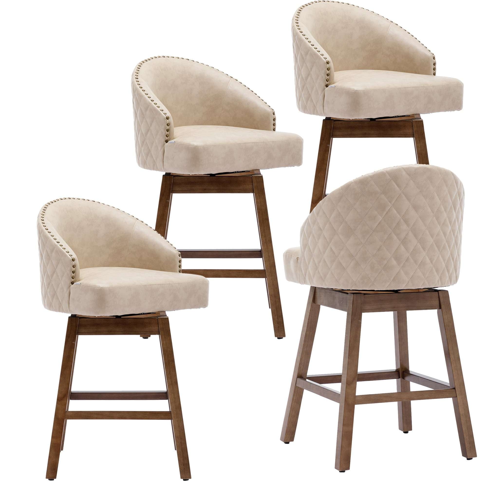 Upholstered Bar Stools, Counter Height 360 Degree Swivel Bar Stool ...