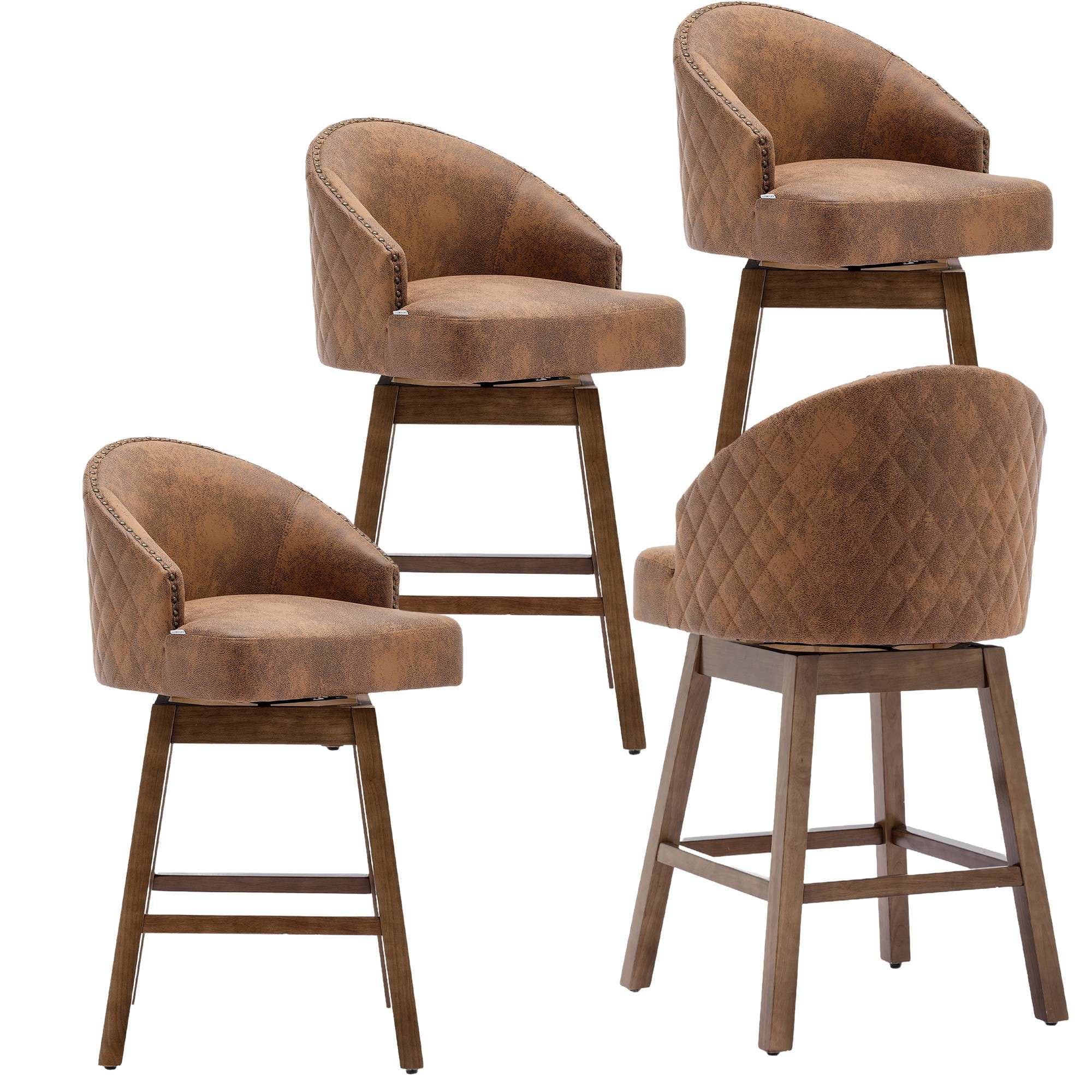 Upholstered Bar Stools, Counter Height 360 Degree Swivel Bar Stool ...