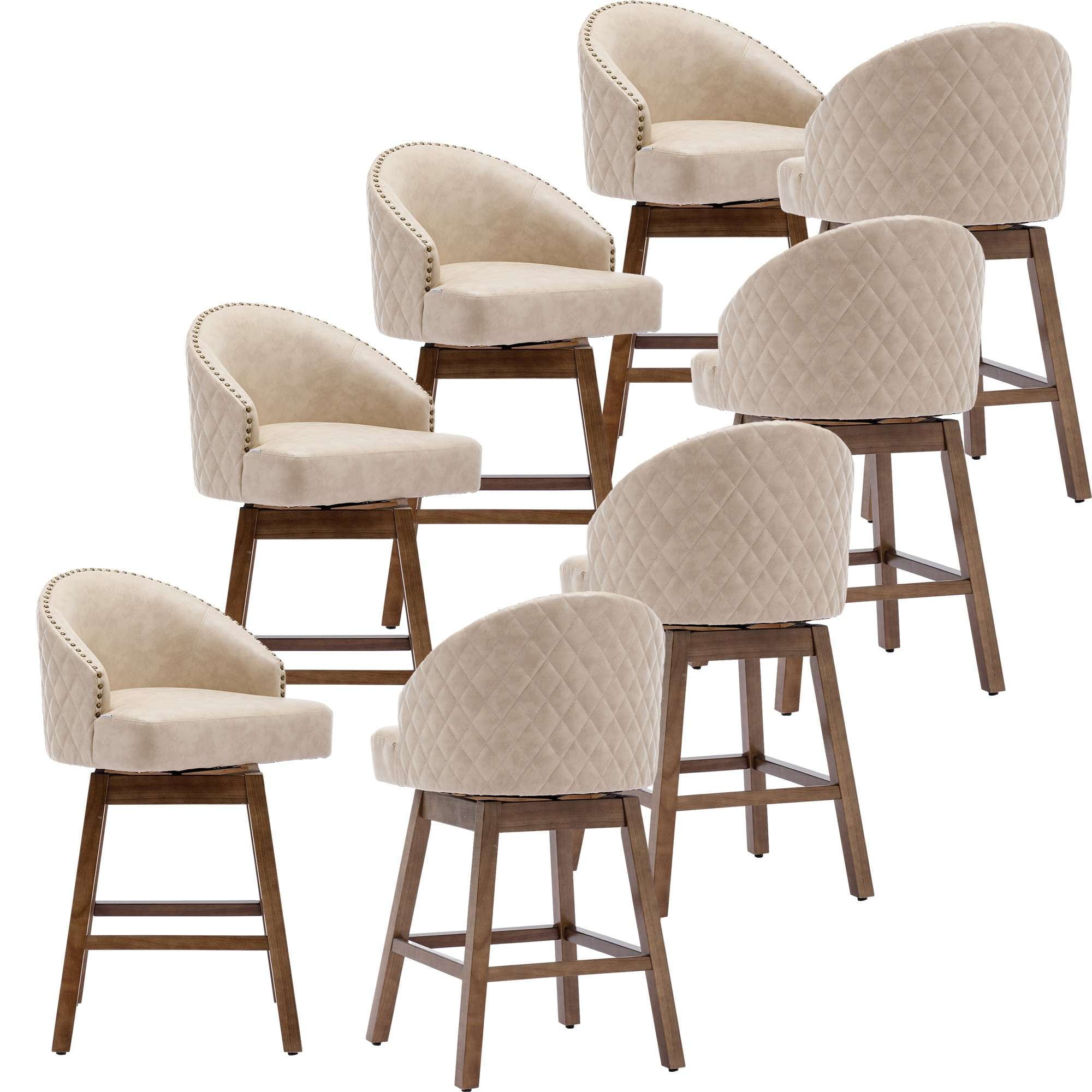 Upholstered Bar Stools, Counter Height 360 Degree Swivel Bar Stool ...