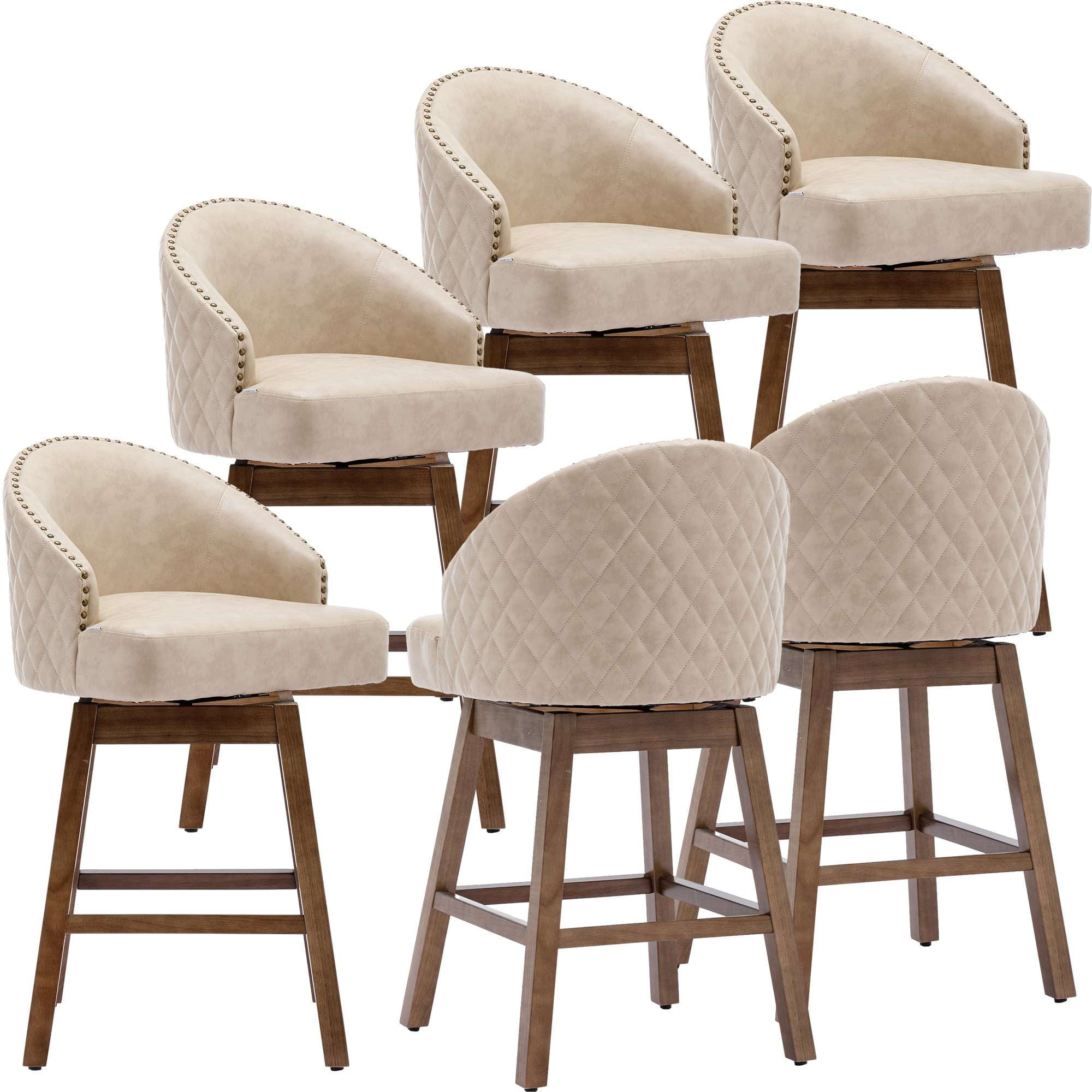 Upholstered Bar Stools, Counter Height 360 Degree Swivel Bar Stool ...