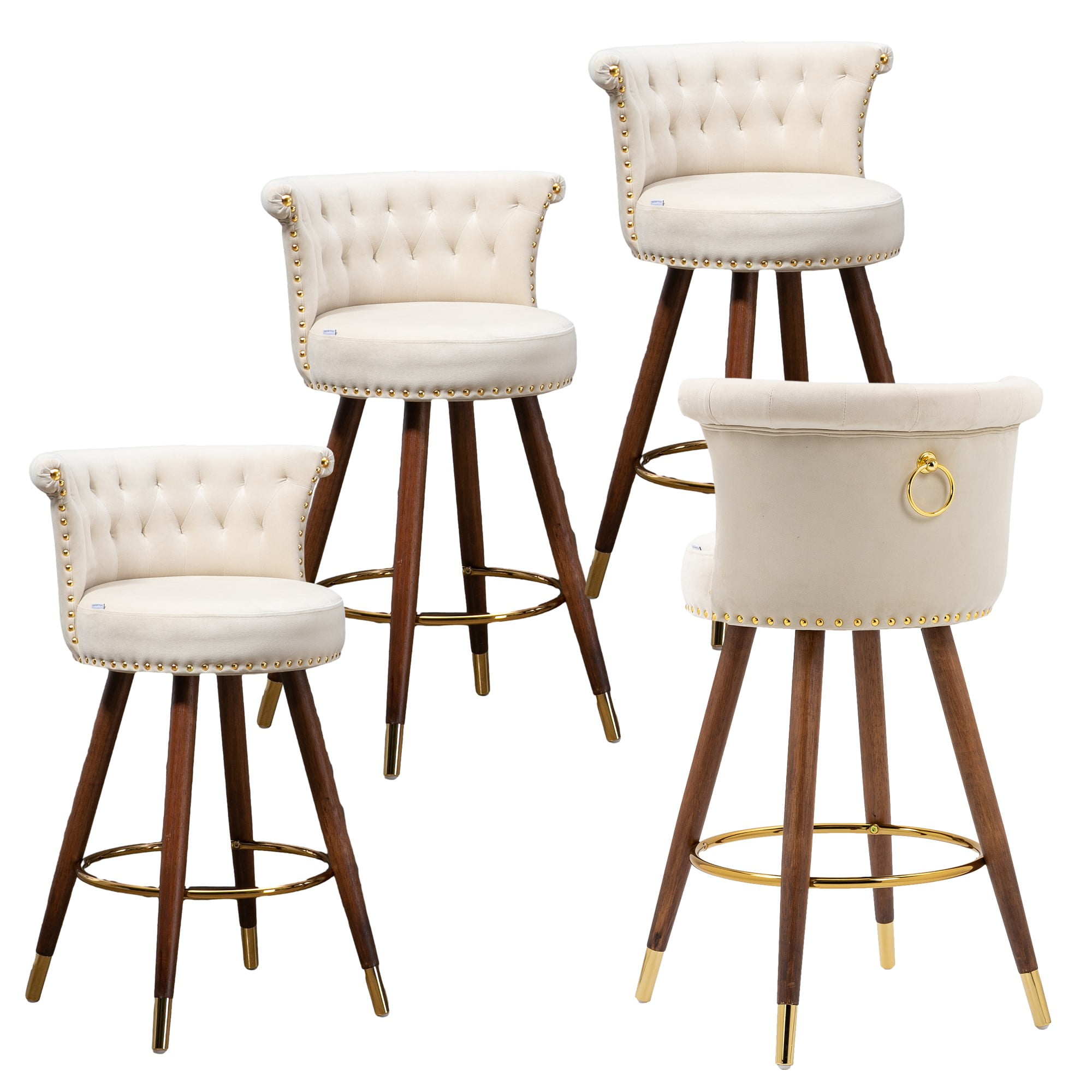 Upholstered Bar Stools, Tufted Counter Height Bar Stool Chairs with ...