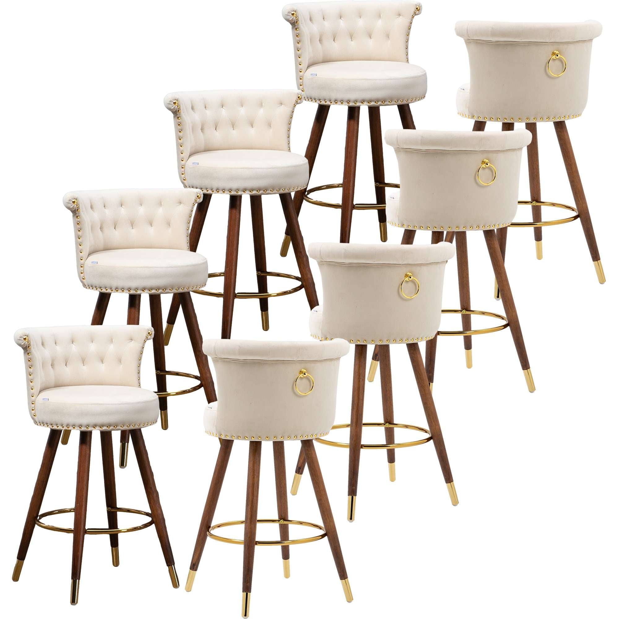 Upholstered Bar Stools, Tufted Counter Height Bar Stool Chairs with ...
