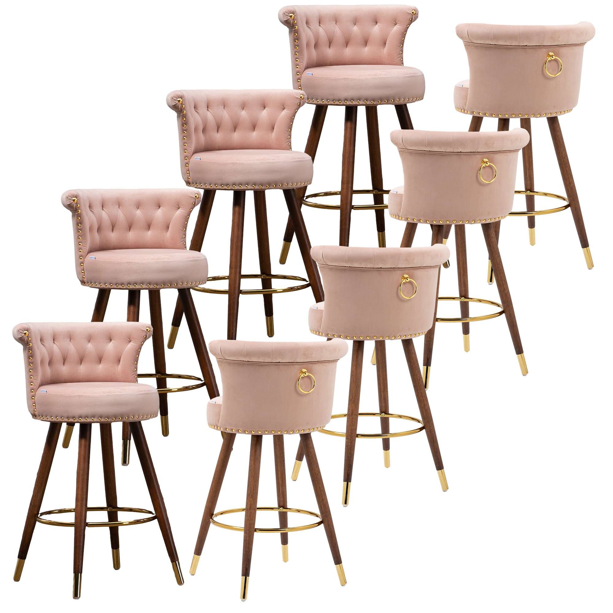 Upholstered Bar Stools, Tufted Counter Height Bar Stool Chairs with ...