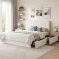 Upholstered Bed Frame with 4 Drawers - Velvet Platform Storage Bed ...