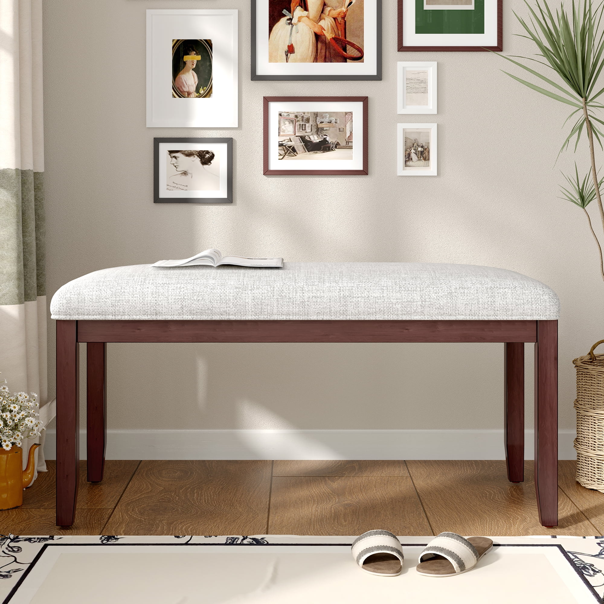 Upholstered Bench 38-inch Entryway Bench for Living Room, Dining Bench ...