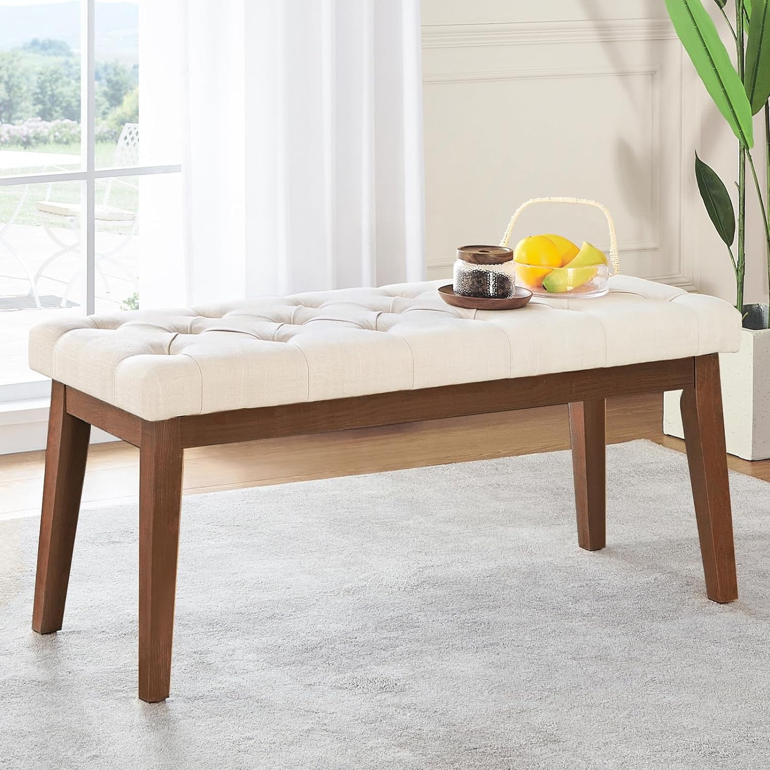 Upholstered Bench for Bedroom End of Bed,42.5-inch Entryway Bench for ...