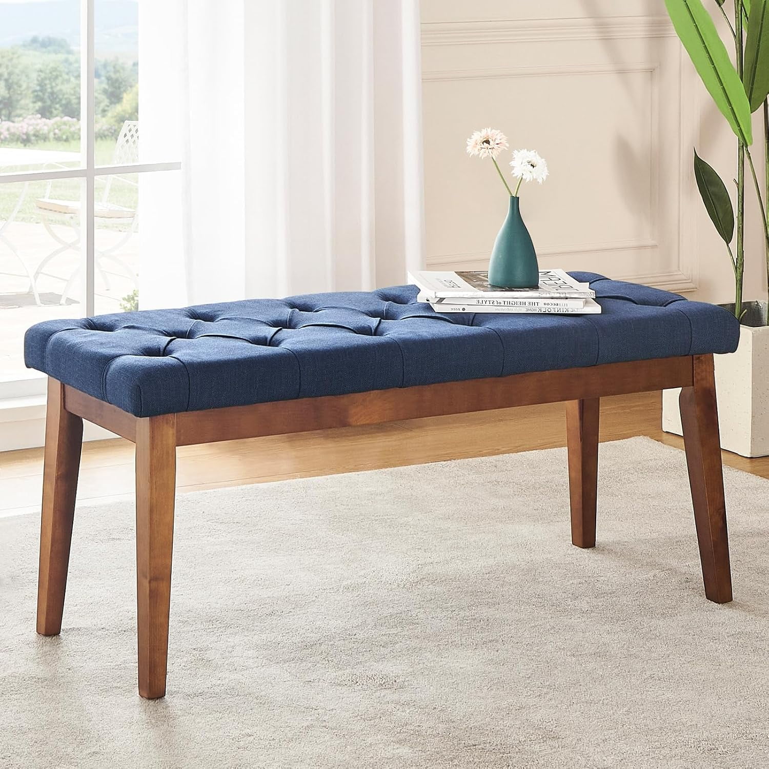 Upholstered Bench for Bedroom End of Bed,42.5-inch Entryway Bench for ...