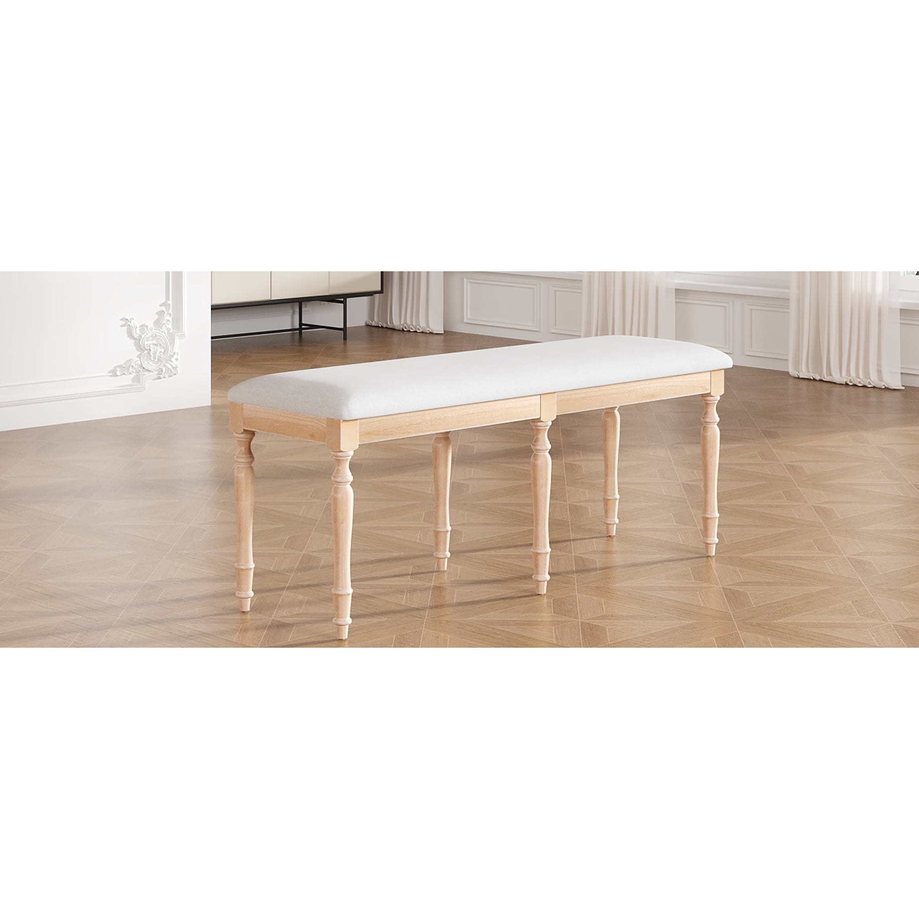 Upholstered Bench For Dining Room, Vintage Design, 50.4inch, 6 Solid ...