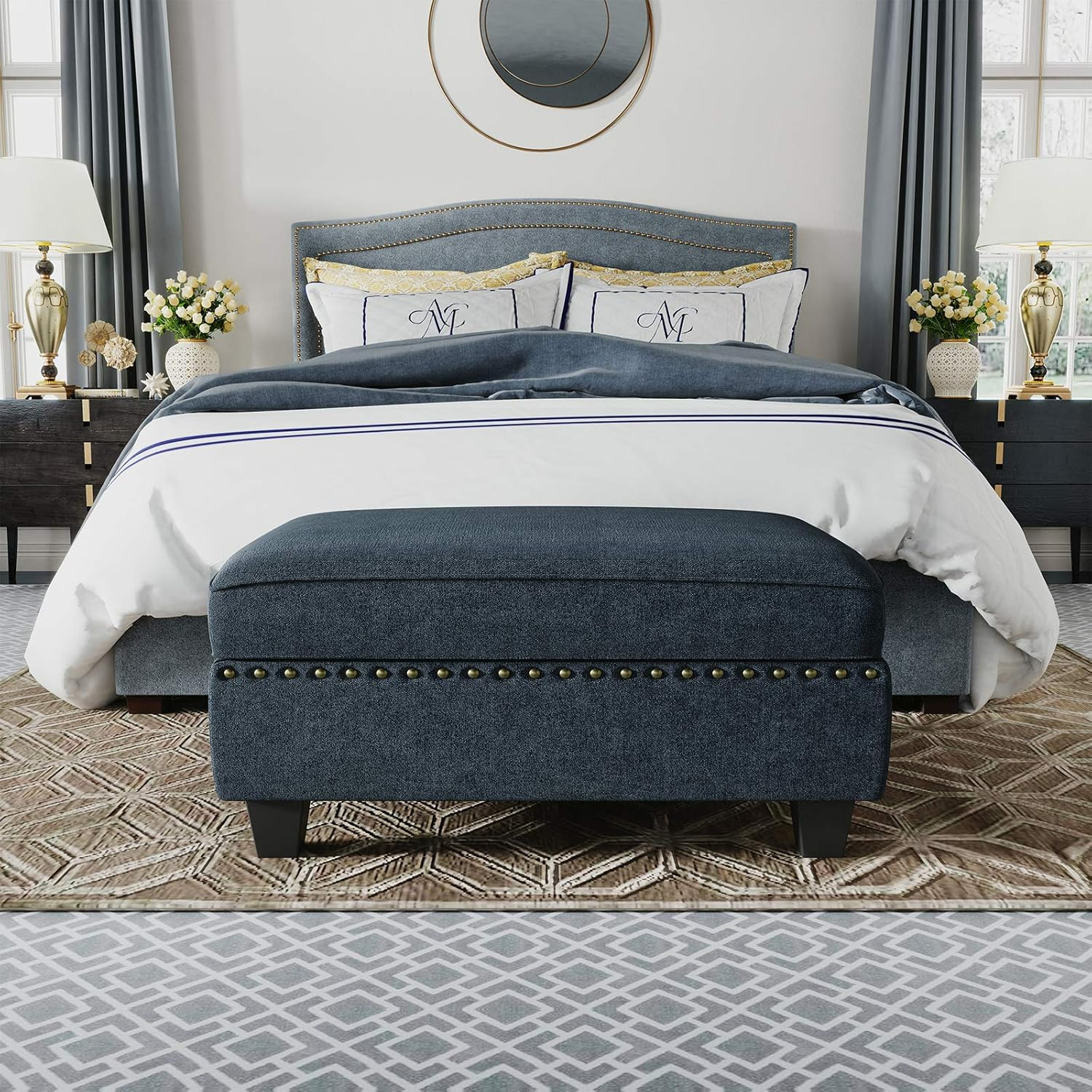 Upholstered Bench Ottoman Rectangle Bench with Ottoman Hydraulic Rod ...