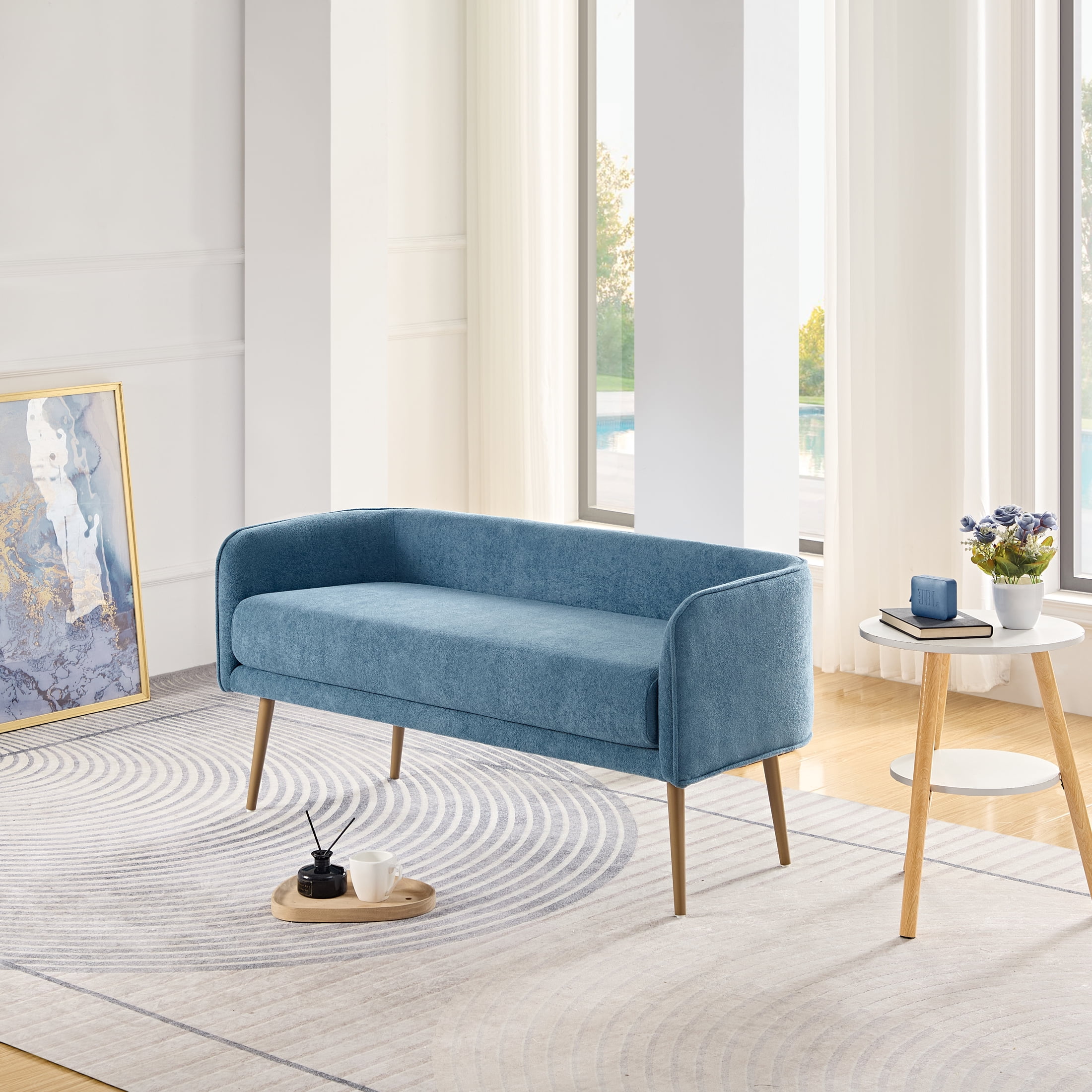 Upholstered Bench for Bedroom or Entryway, with Low Backrest and ...