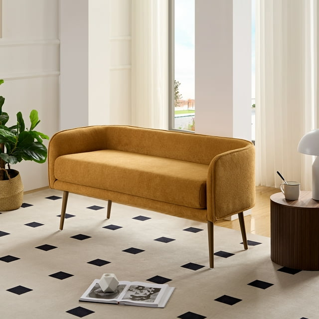 Upholstered Bench for Bedroom or Entryway, with Low Backrest and ...