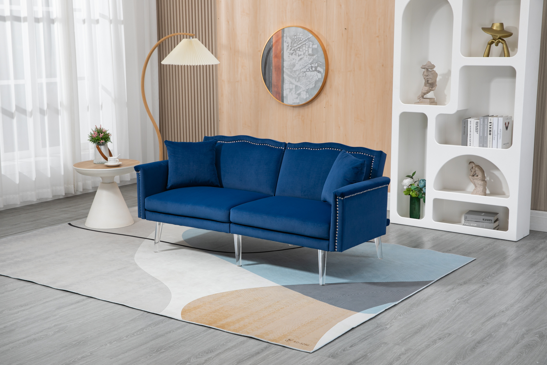 Upholstered Button Tufted Couch with High-Density Memory Foam and Thick ...