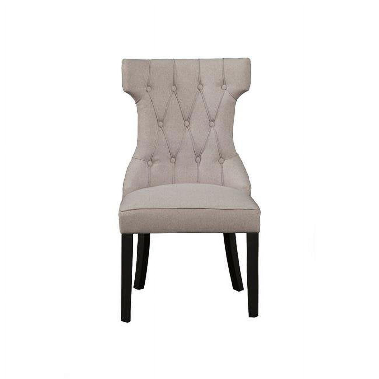 Upholstered Button Tufted Side Chairs with Wooden Base - Gray - Set of ...