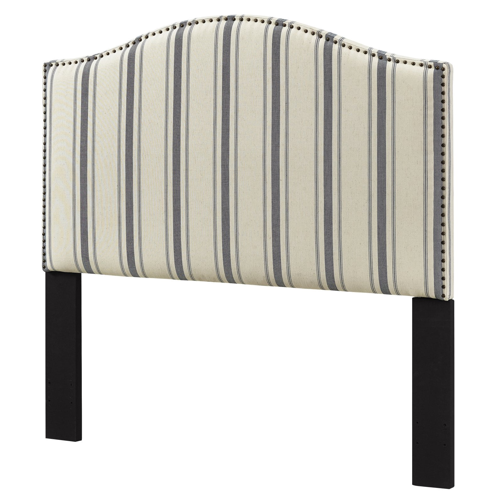 Upholstered Camelback King Panel Headboard in Cambridge Blue Stripe ...