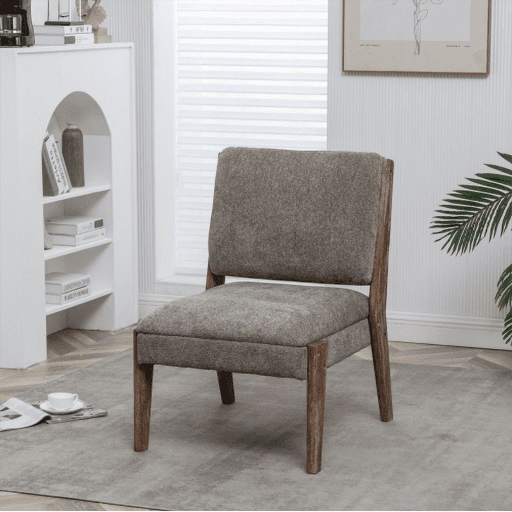 Upholstered Chenille Single Accent Chair,Armless Lounge Chair with Wood ...