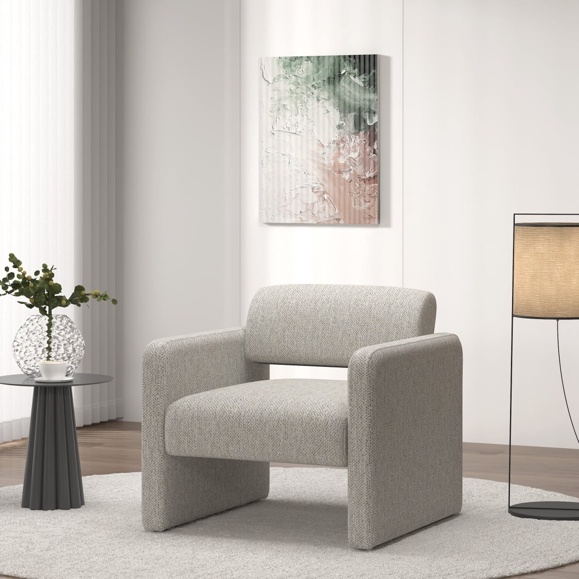 Upholstered Comfortable Single Sofa Chair, Chair Sofa with Cushion Back ...