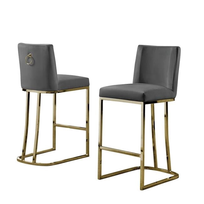 Upholstered Counter Height Chairs with Gold Chrome U-Shaped Base (Set ...