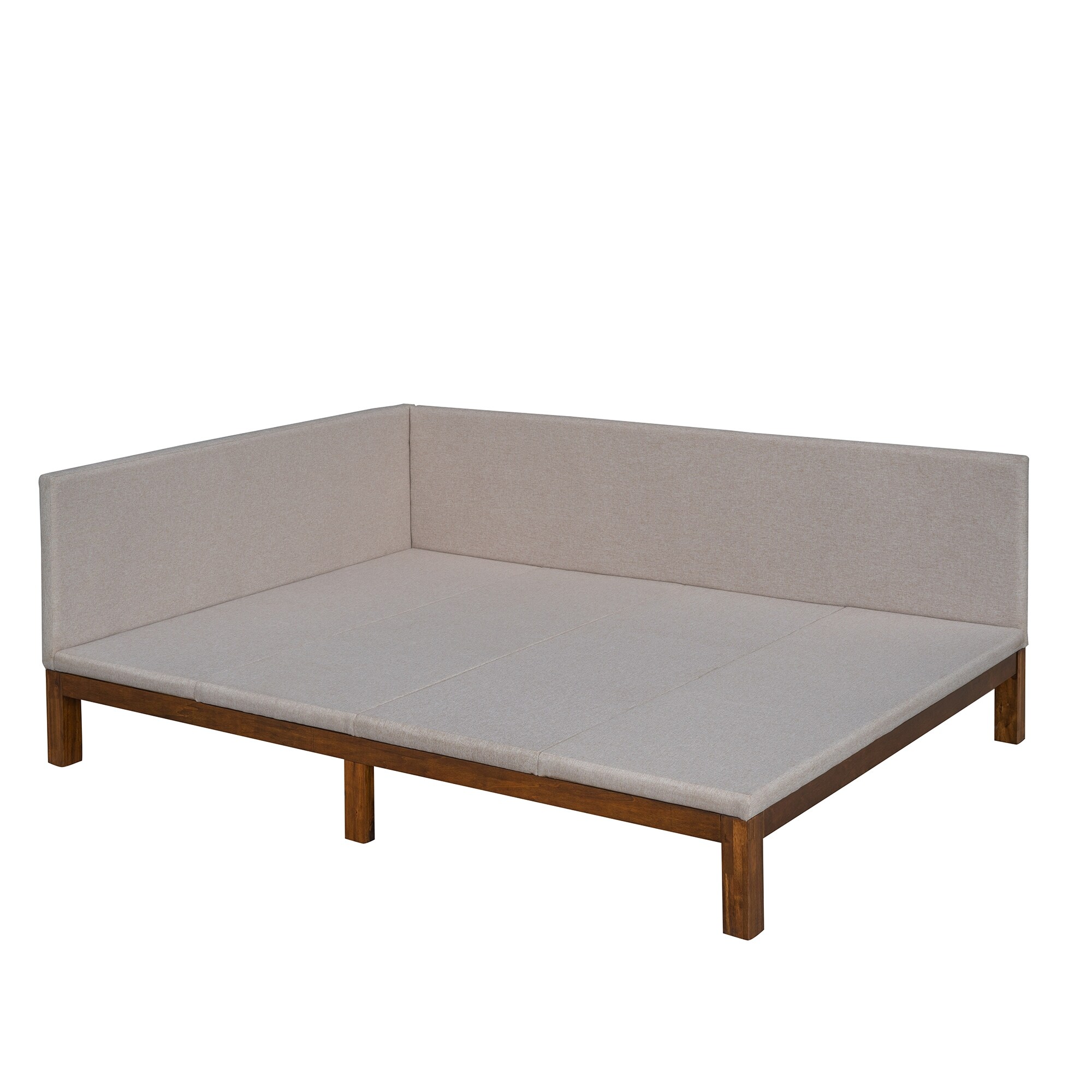 Upholstered Daybed/Sofa Bed Frame Full Size Linen-Gray Beige - Full ...
