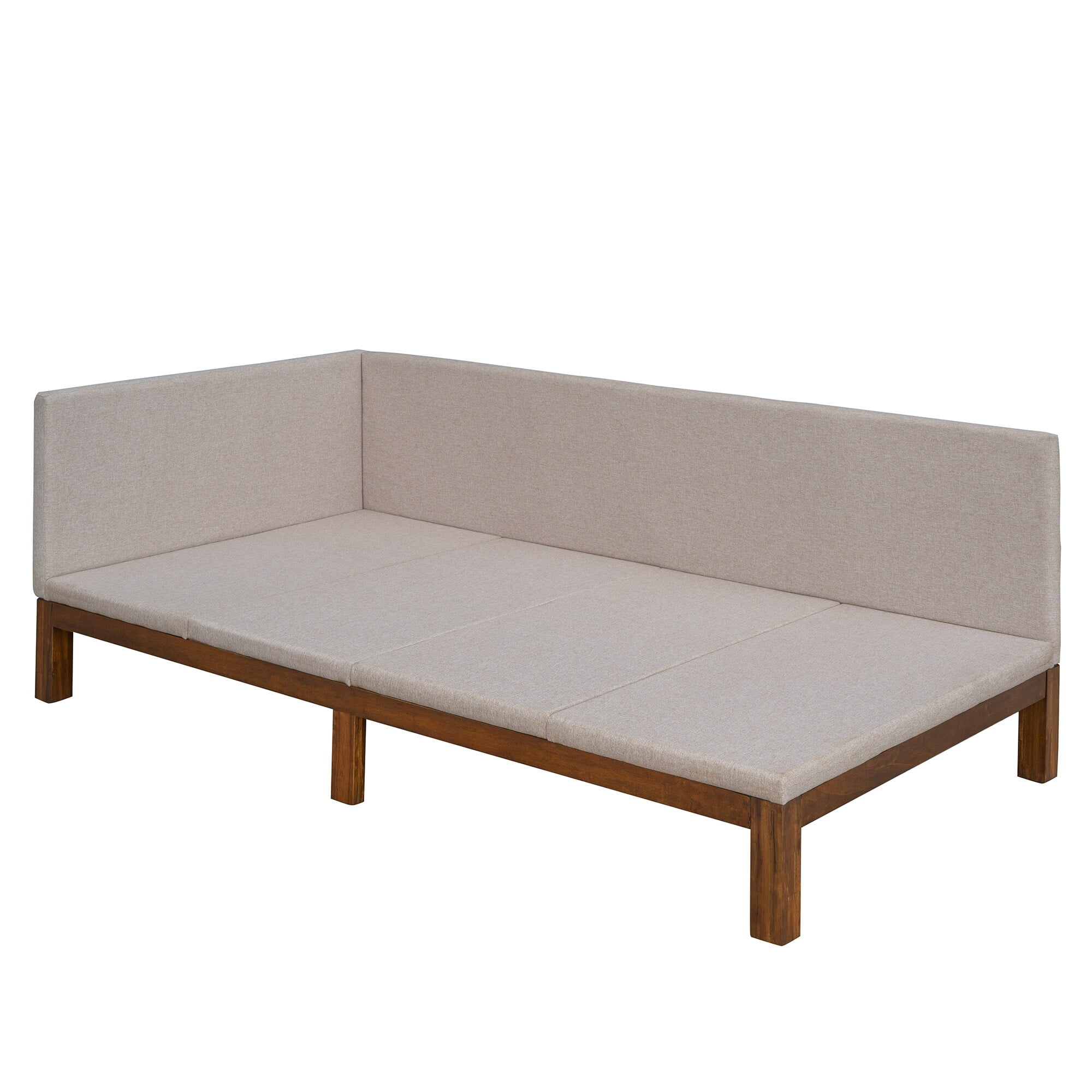 Upholstered Daybed/Sofa Bed Frame Full Size Linen-Gray Beige - Twin ...