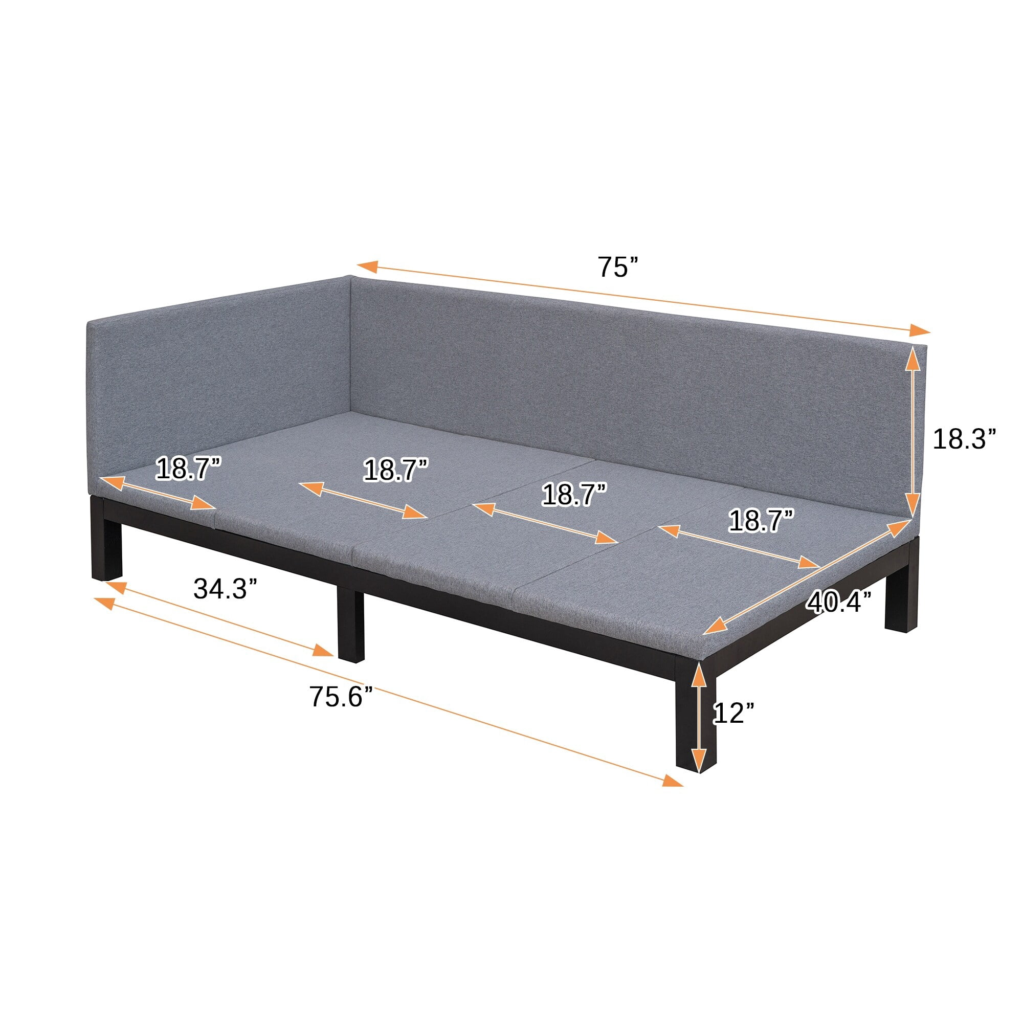 Upholstered Daybed/Sofa Bed Frame Full Size Linen-Gray Gray - Twin ...