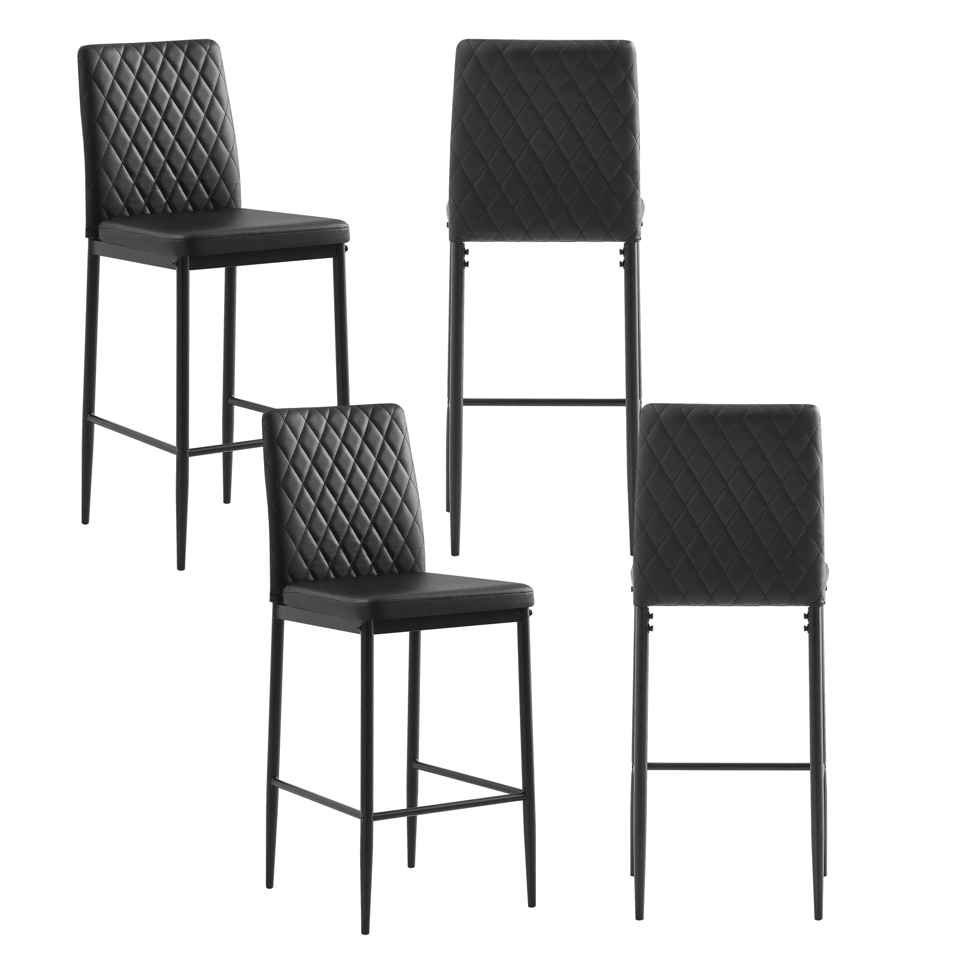 Upholstered Dining Chair with Diamond Grid Pattern, PU Leather Counter ...
