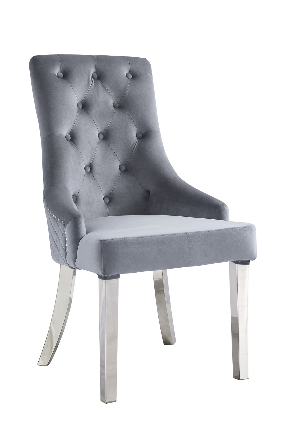 Upholstered Dining Chair with Ring Pull Trim and Button Back, Side ...