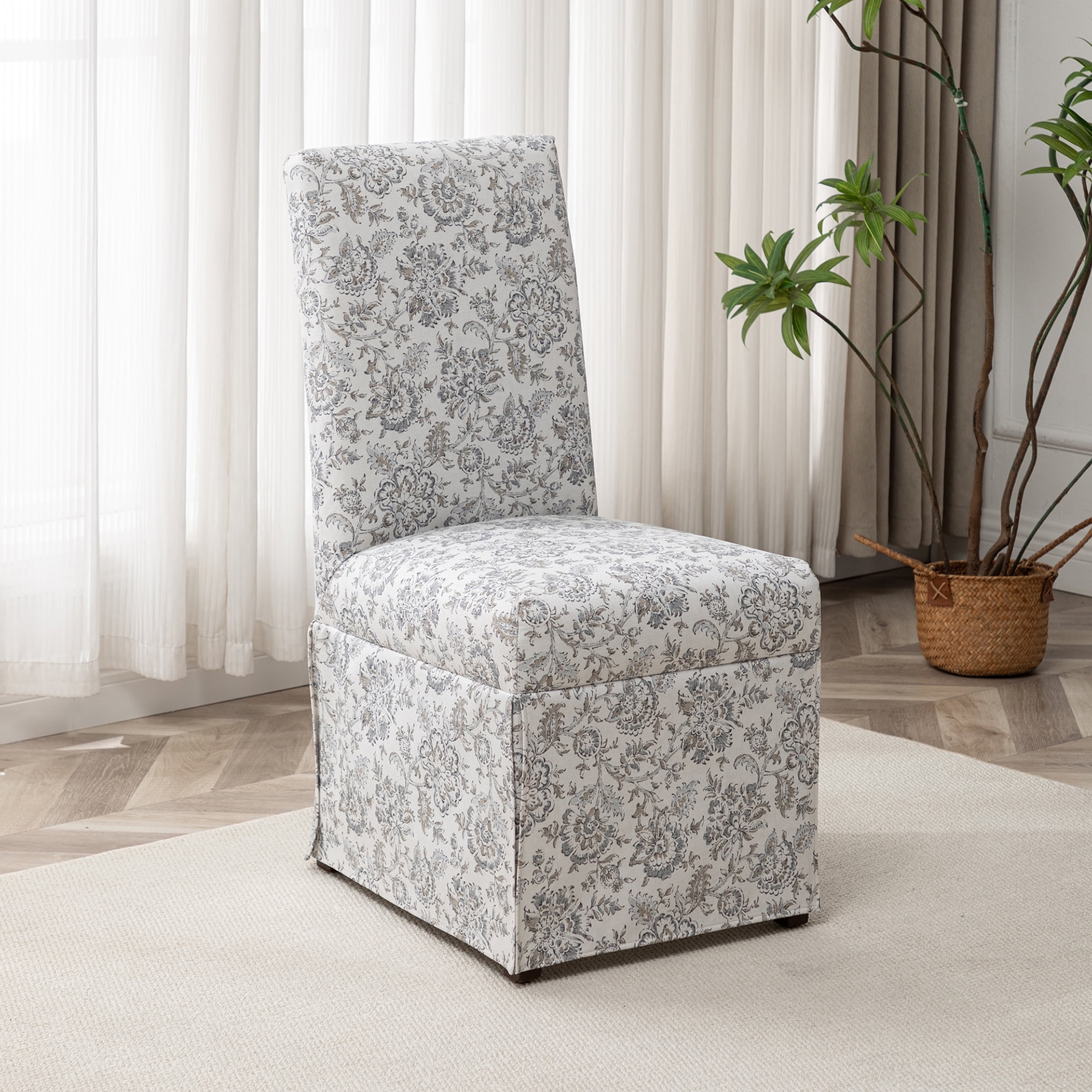 Upholstered Dining Chair with Skirted Design, Multiple Colors ...