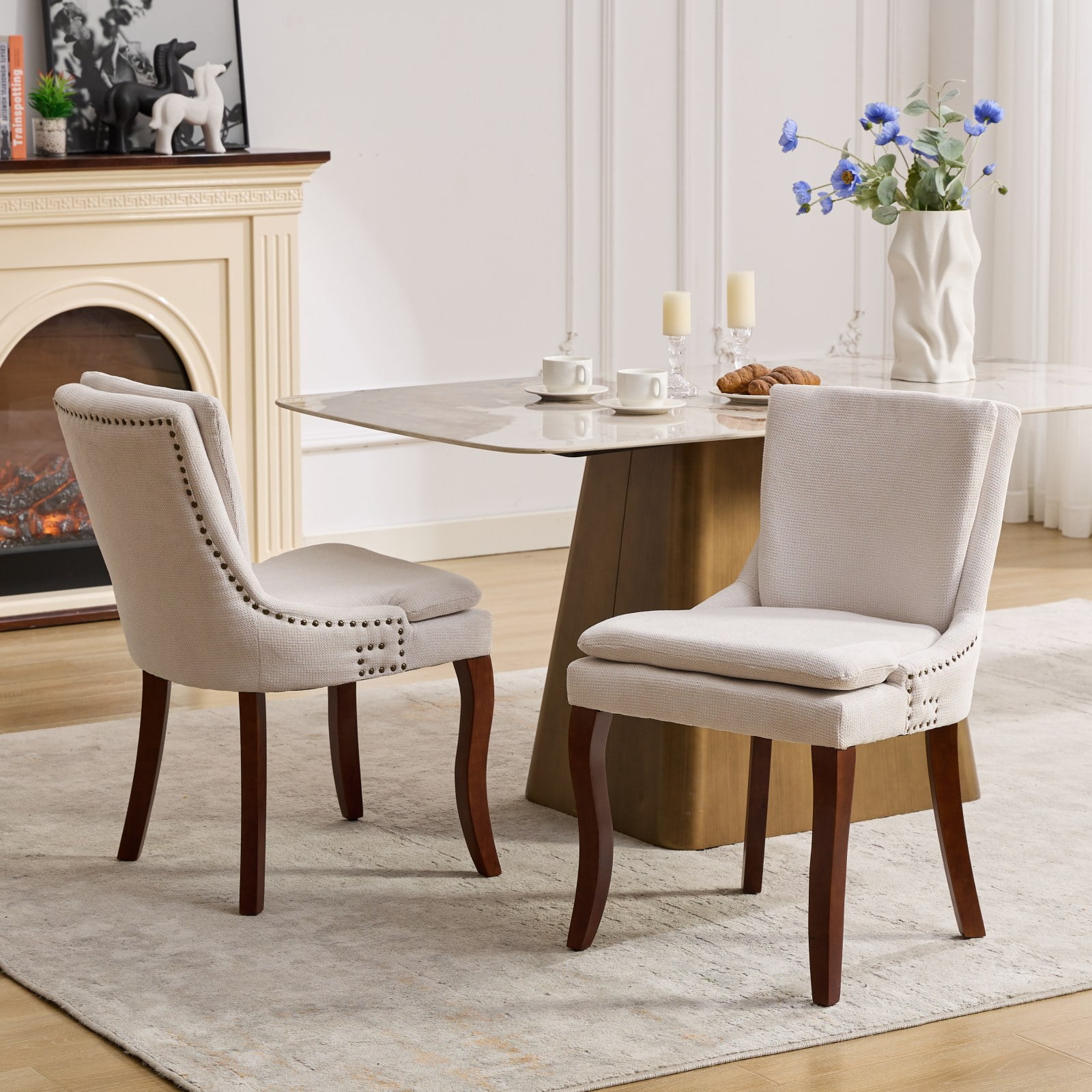 Upholstered Dining Chairs - Nikki Collection Set of 4 Chenille Chairs ...