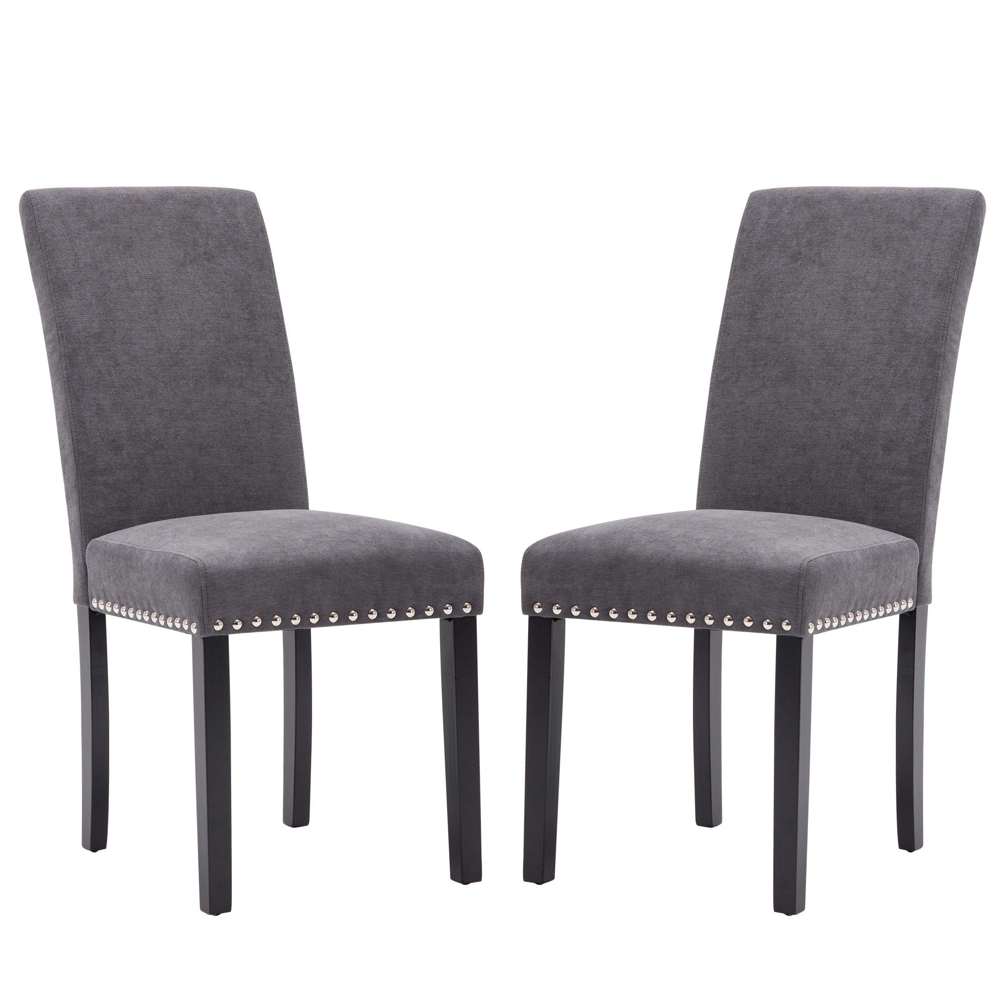 Upholstered Dining Chairs Padded Parson Chair with Silver Nails and ...