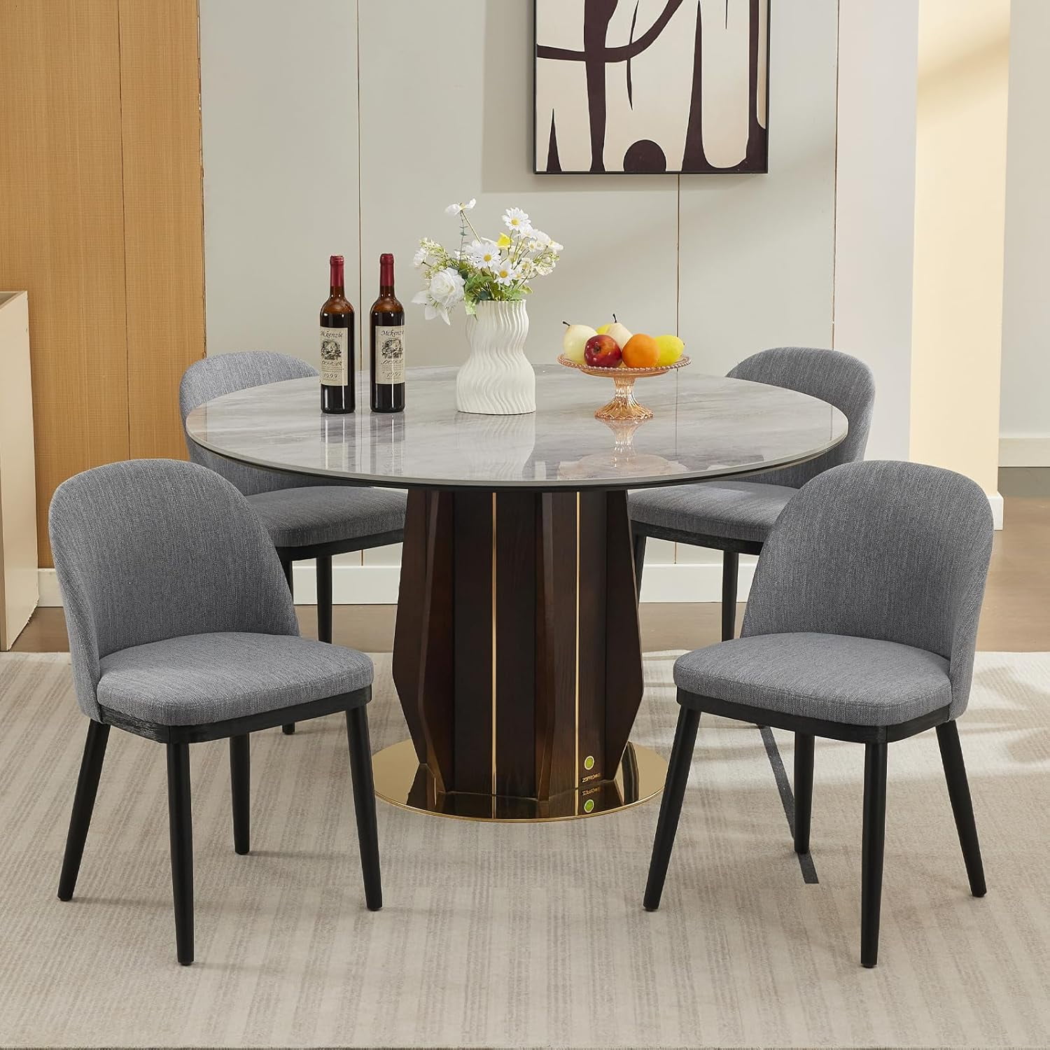 Upholstered Dining Chairs Set of 2,Modern Fabric Kitchen Side Chairs ...