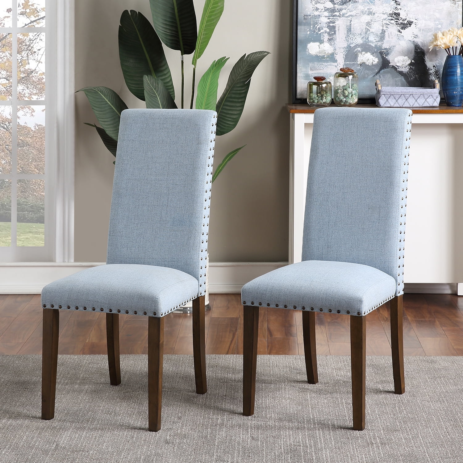 Upholstered Dining Chairs Set of 2, 2PCS High Back Padded Dining Chairs ...