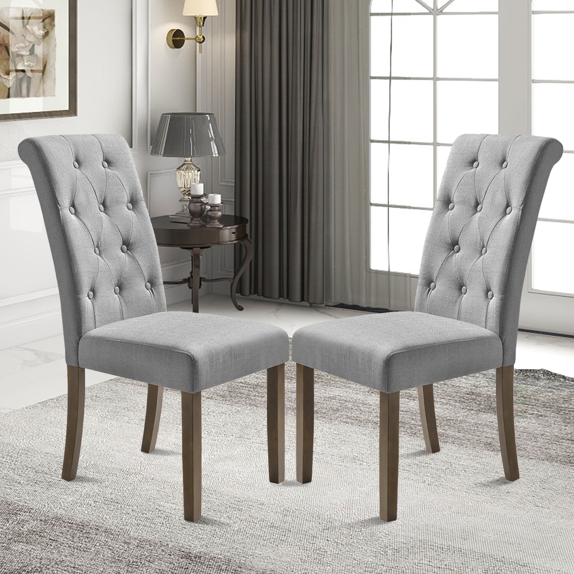 Upholstered Dining Chairs Set of 2, 2PCS High Back Padded Dining Chairs ...