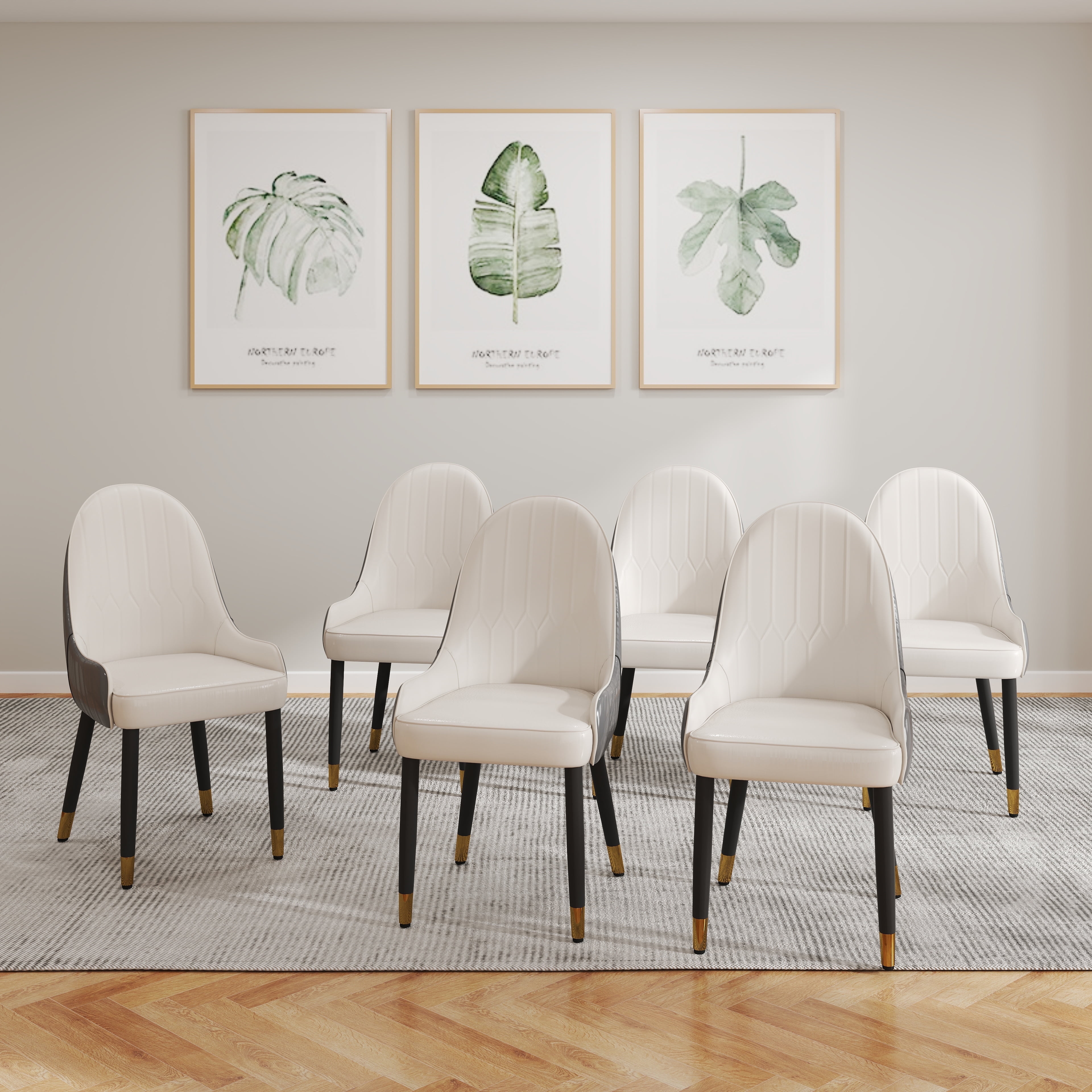 LovingAHome Upholstered Dining Chairs Set of 6 Soft Leather Dining Room ...