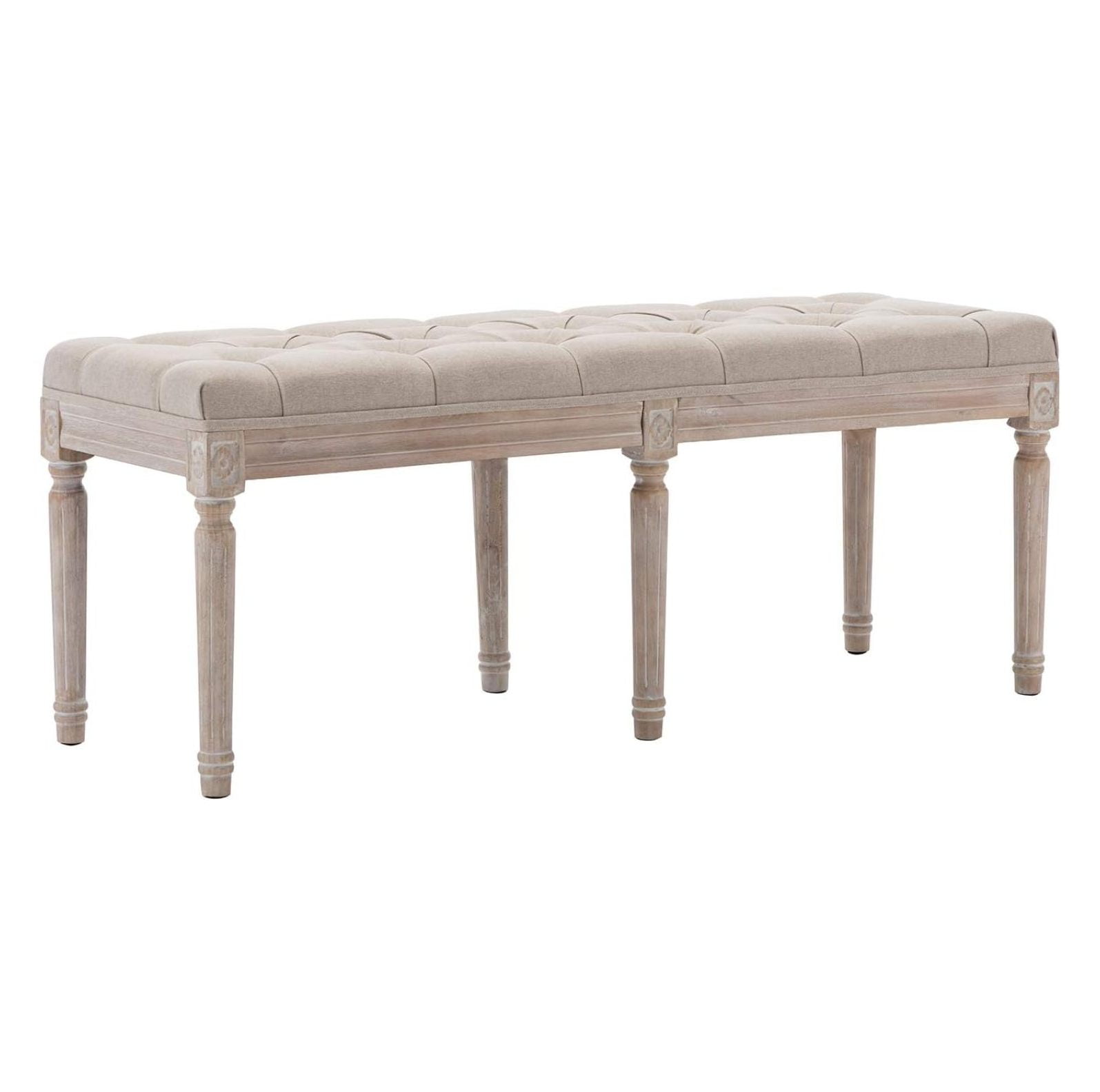 Upholstered Dining Room Bench, Rustic Living Room Ottoman Bench with ...