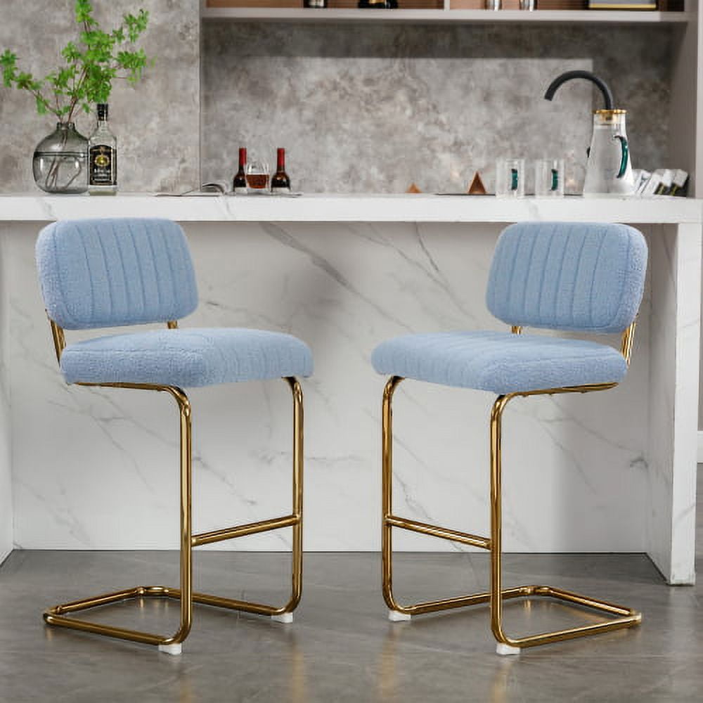 Upholstered Fabric Bar Stools Set of 2, Modern Counter Height Bar ...