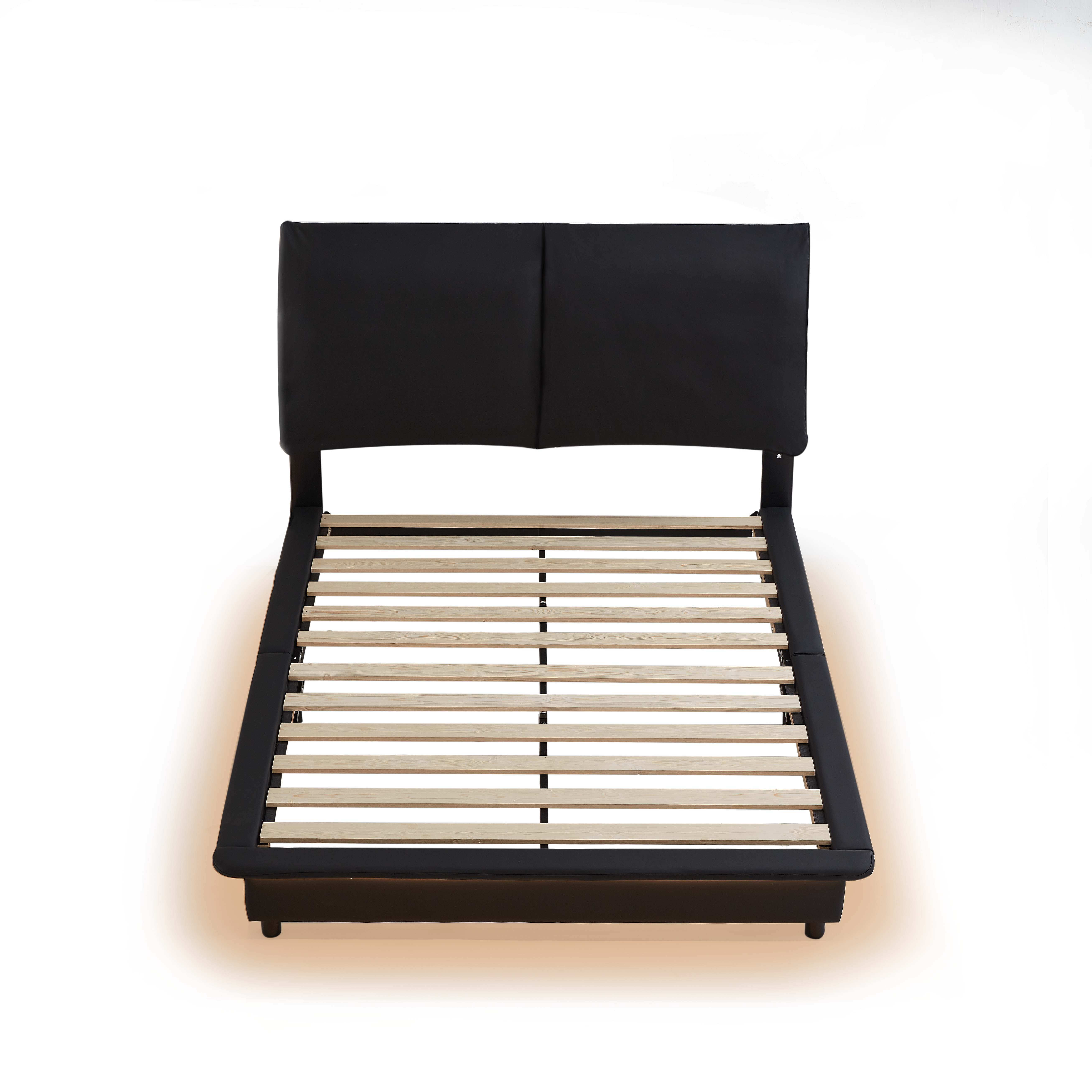 Upholstered Floating Bed Frame with Motion Activated Led Queen Size ...