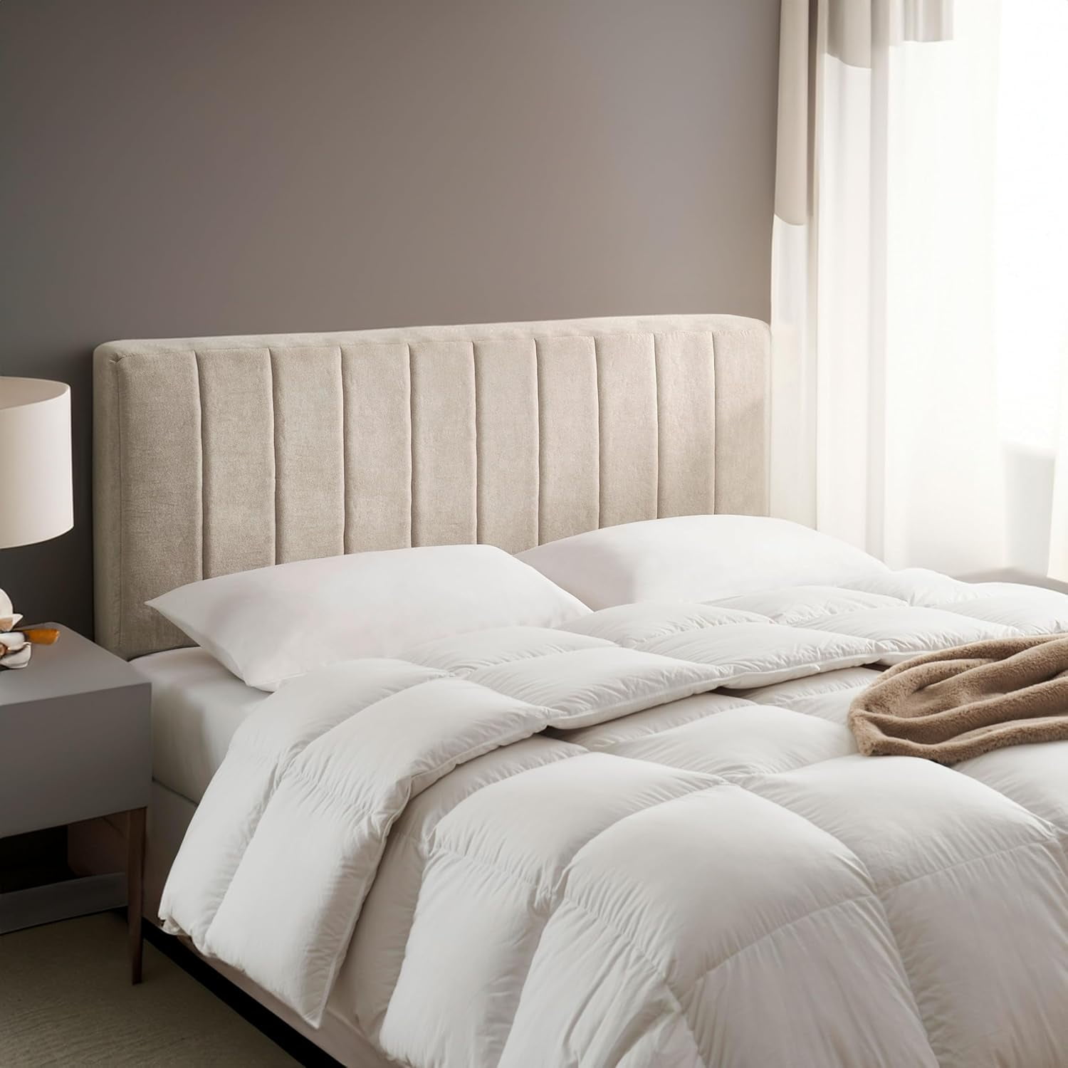 Upholstered Full Headboard - Easy Assemble Channel Stitched Headboard ...