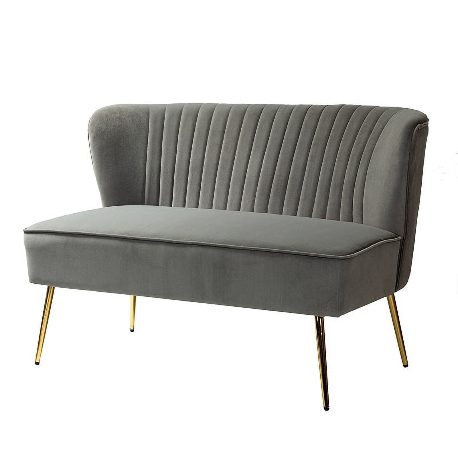 Upholstered Futon Loveseat Sofa Chair, Tina's Home Velvet Tufted Adult Metal Legs Grey - Walmart.com