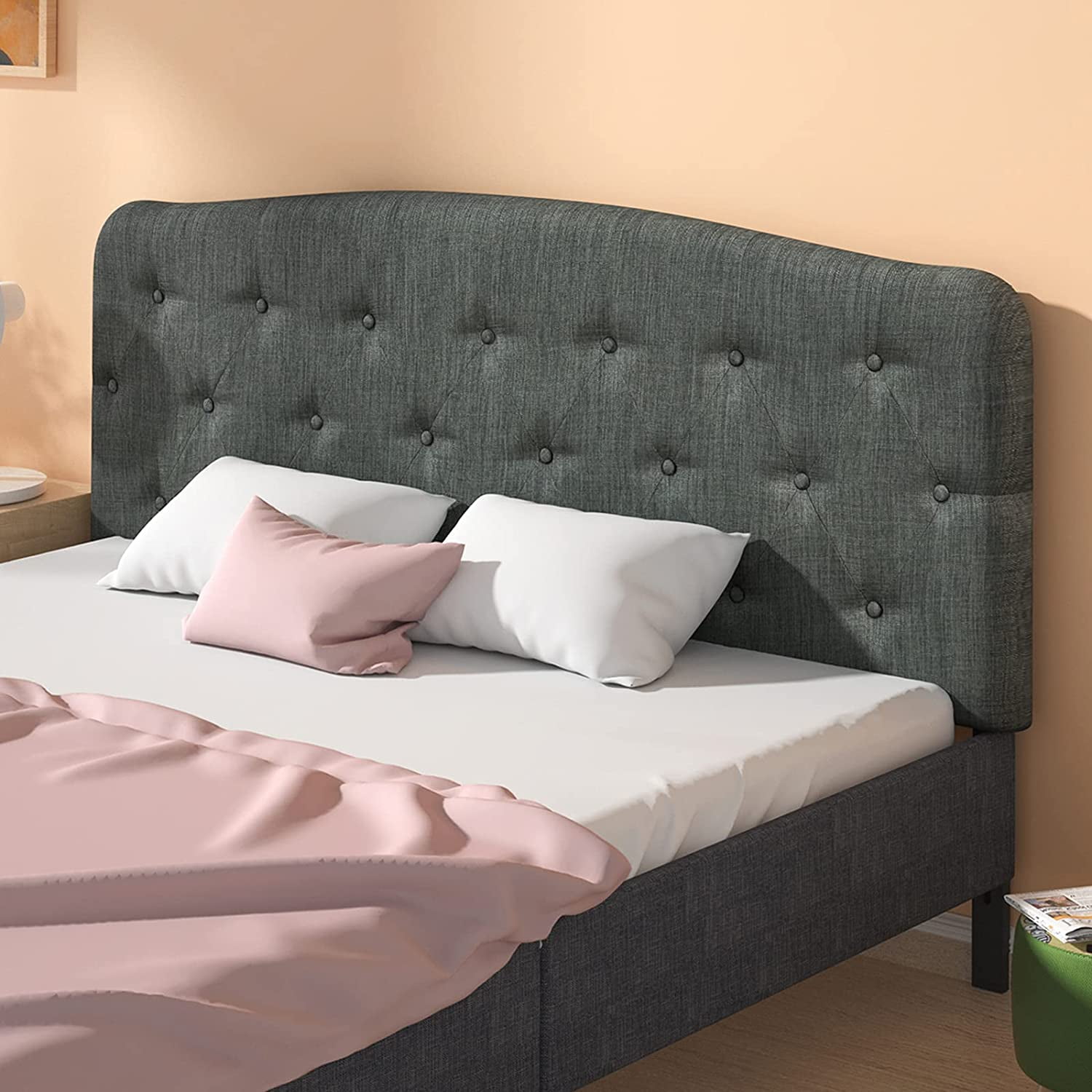 Upholstered Headboard, Button Tufted Headboard, Adjustable Height from ...