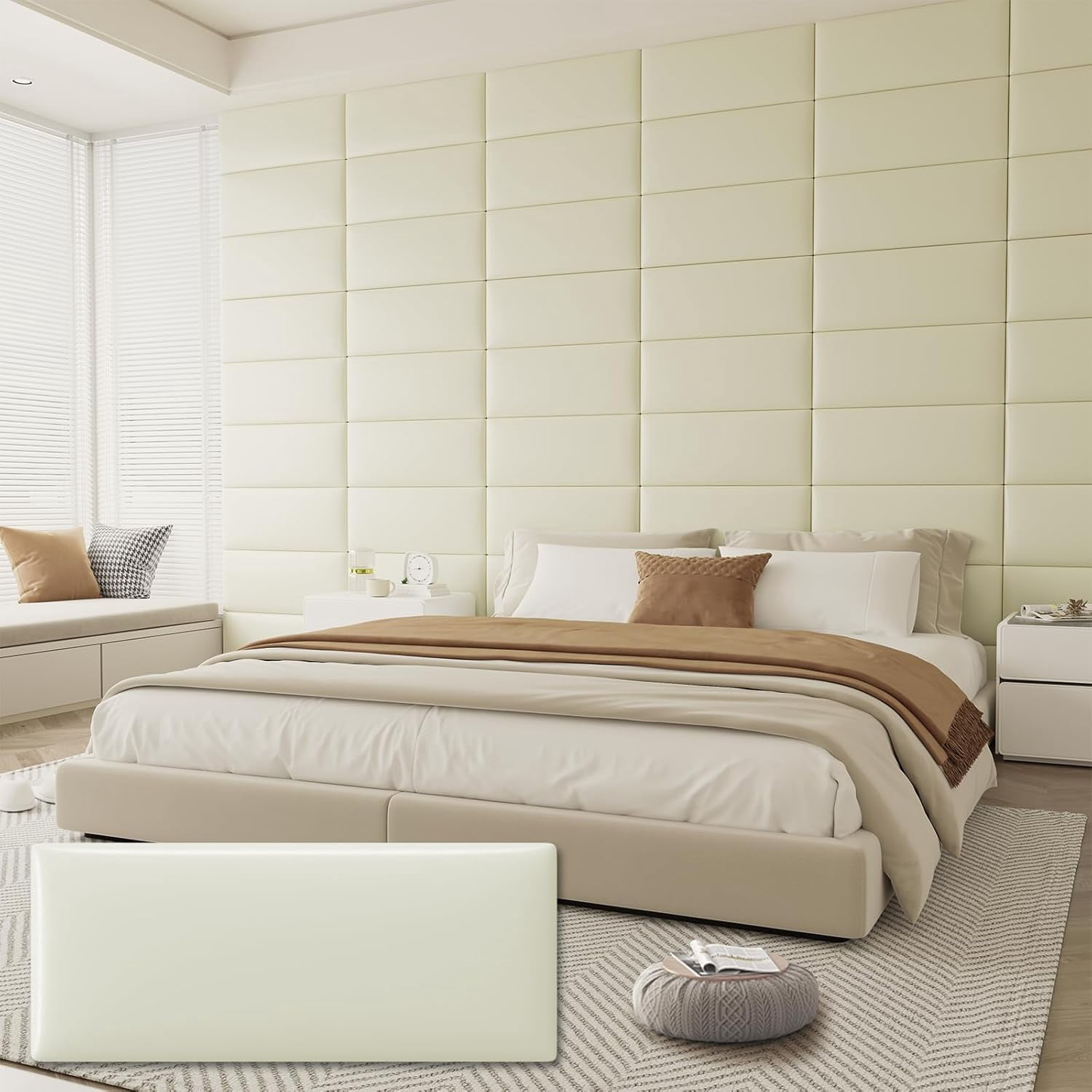 Upholstered Headboard Queen Size, Wall Mounted Headboard, Peel and ...
