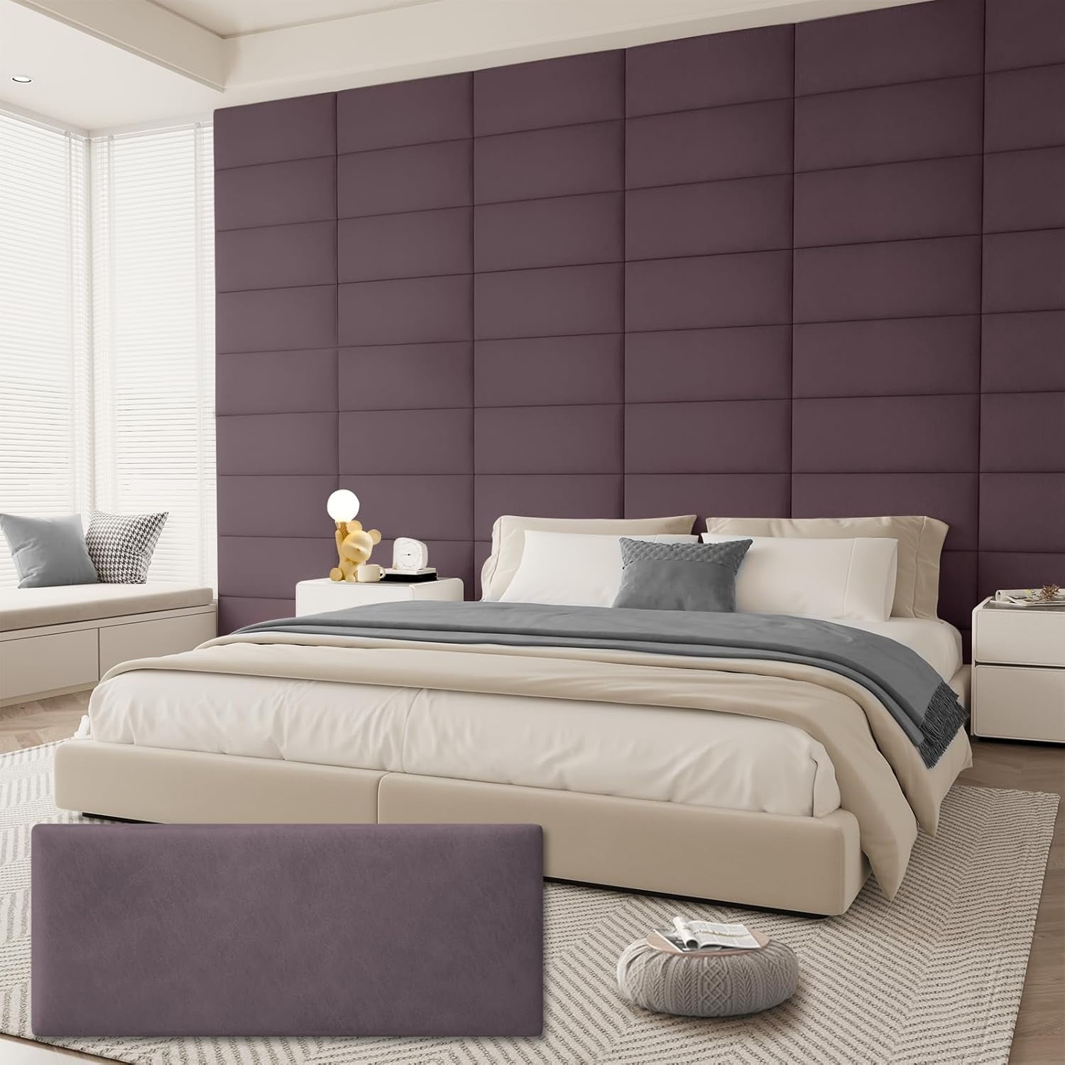 Upholstered Headboard Queen Size, Wall Mounted Headboard, Peel and ...