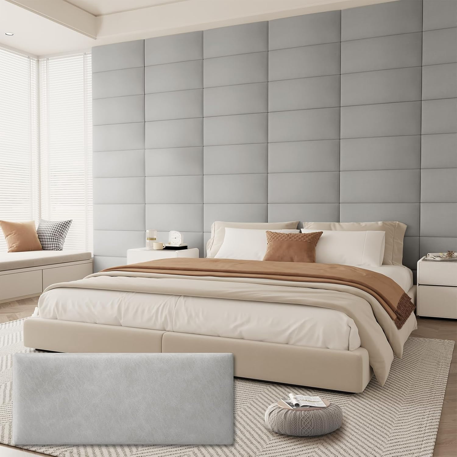 Upholstered Headboard Queen Size, Wall Mounted Headboard, Peel and ...