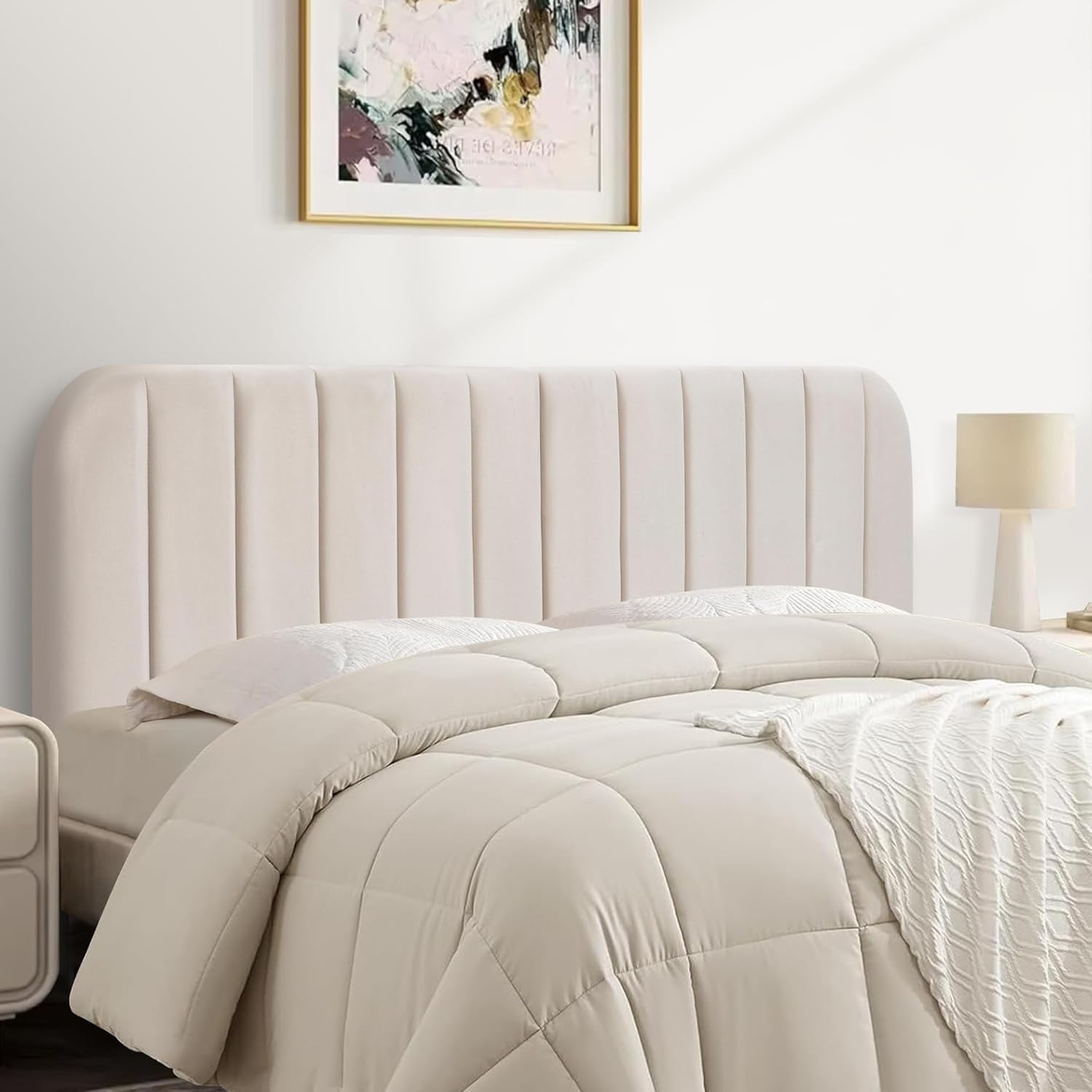 Upholstered Headboard - Striped Interval - Adjustable Height - Metal ...