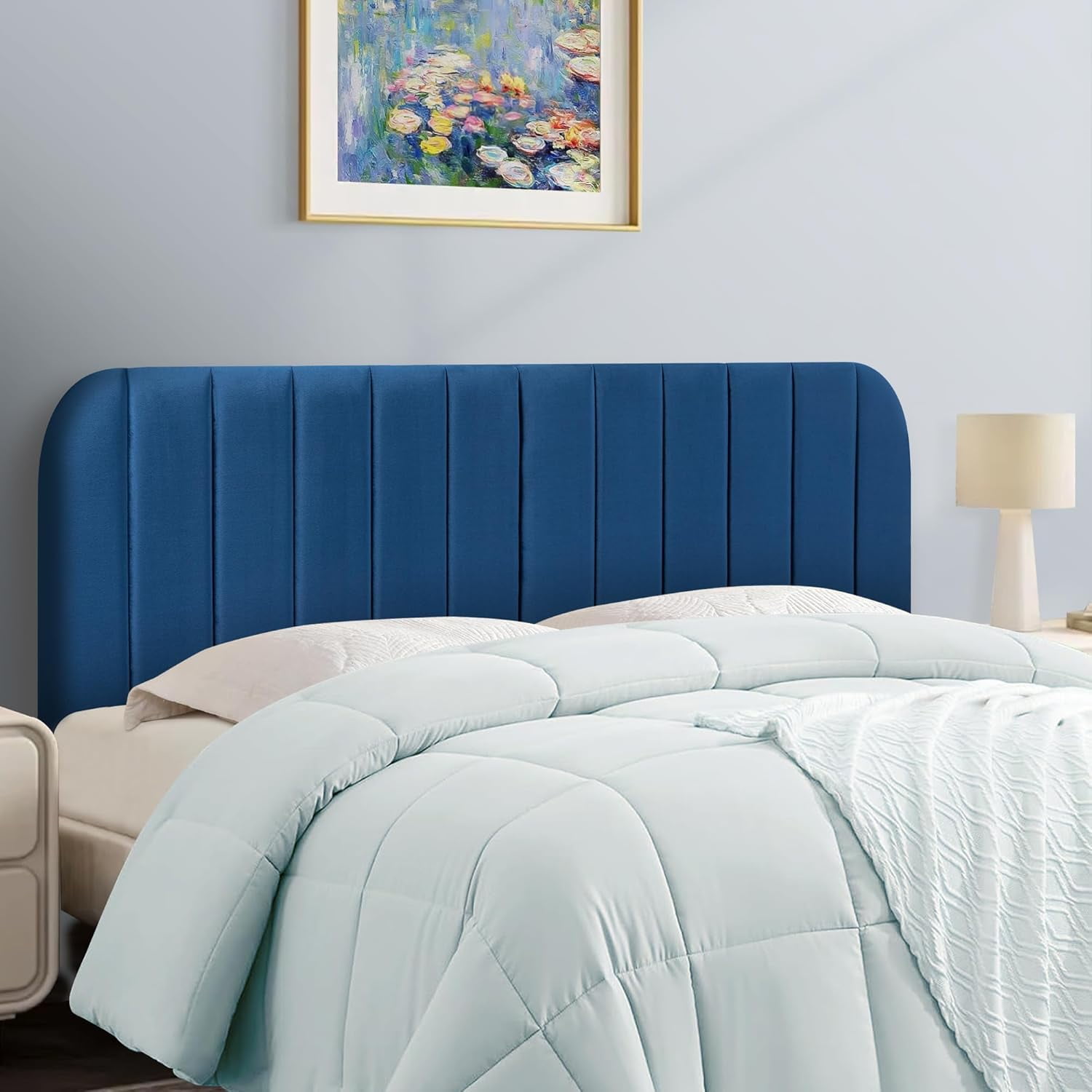 Upholstered Headboard - Striped Interval - Adjustable Height - Metal ...