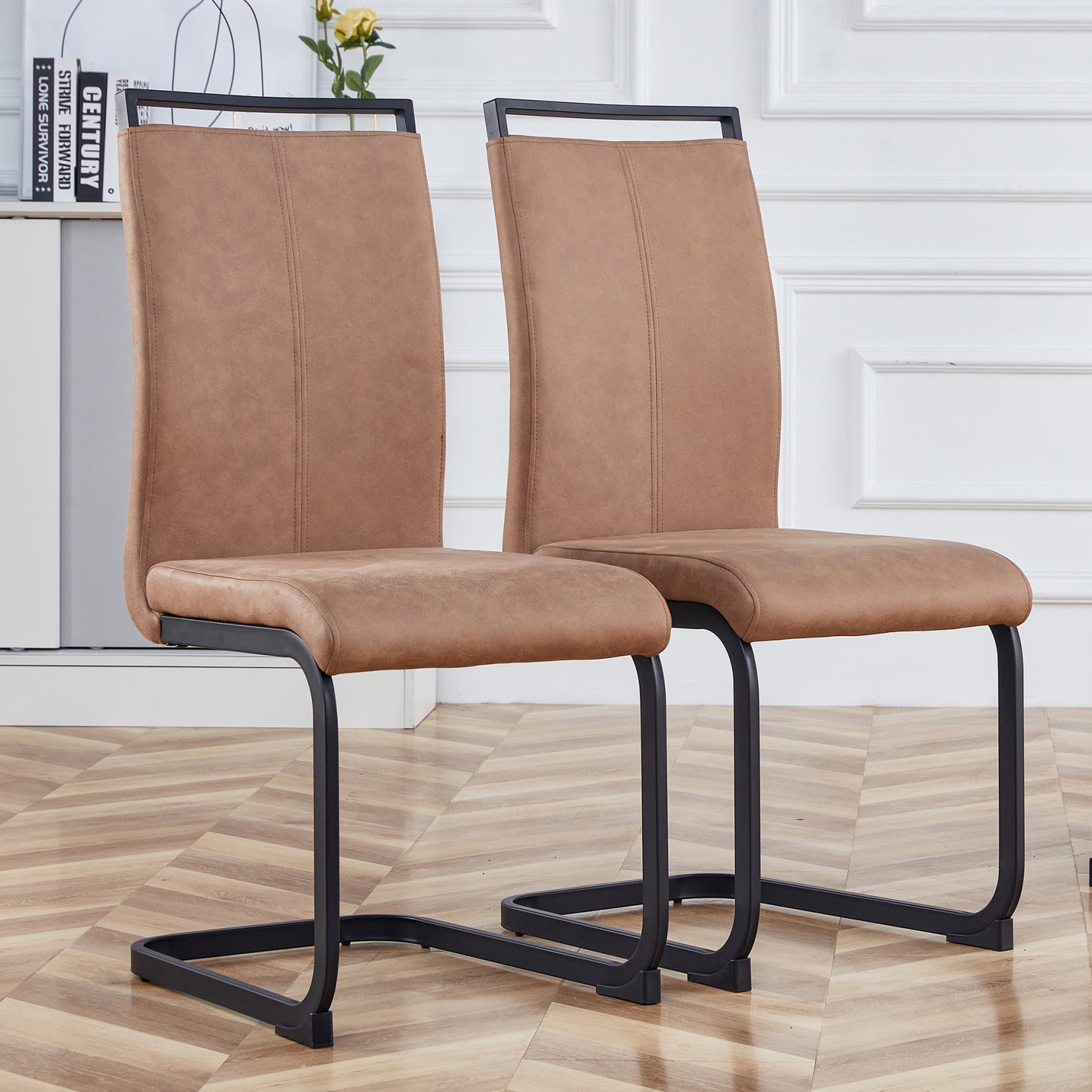 Upholstered High Back Dining Chairs Set of 2, Vanity Chair with C ...