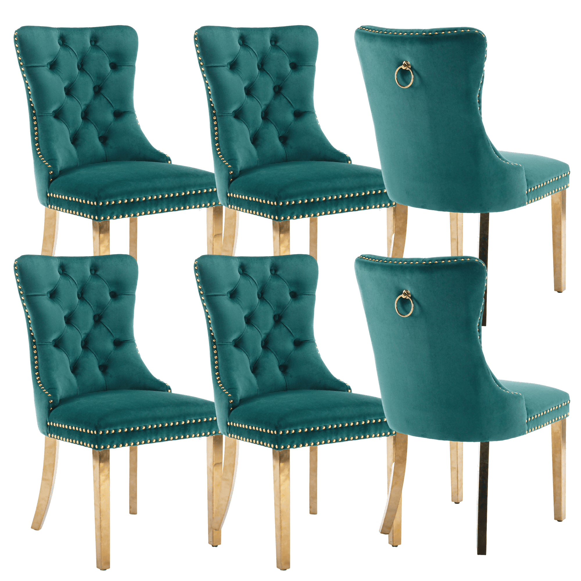 Upholstered High-end Dining Chairs,Tufted Side Chair with Golden ...