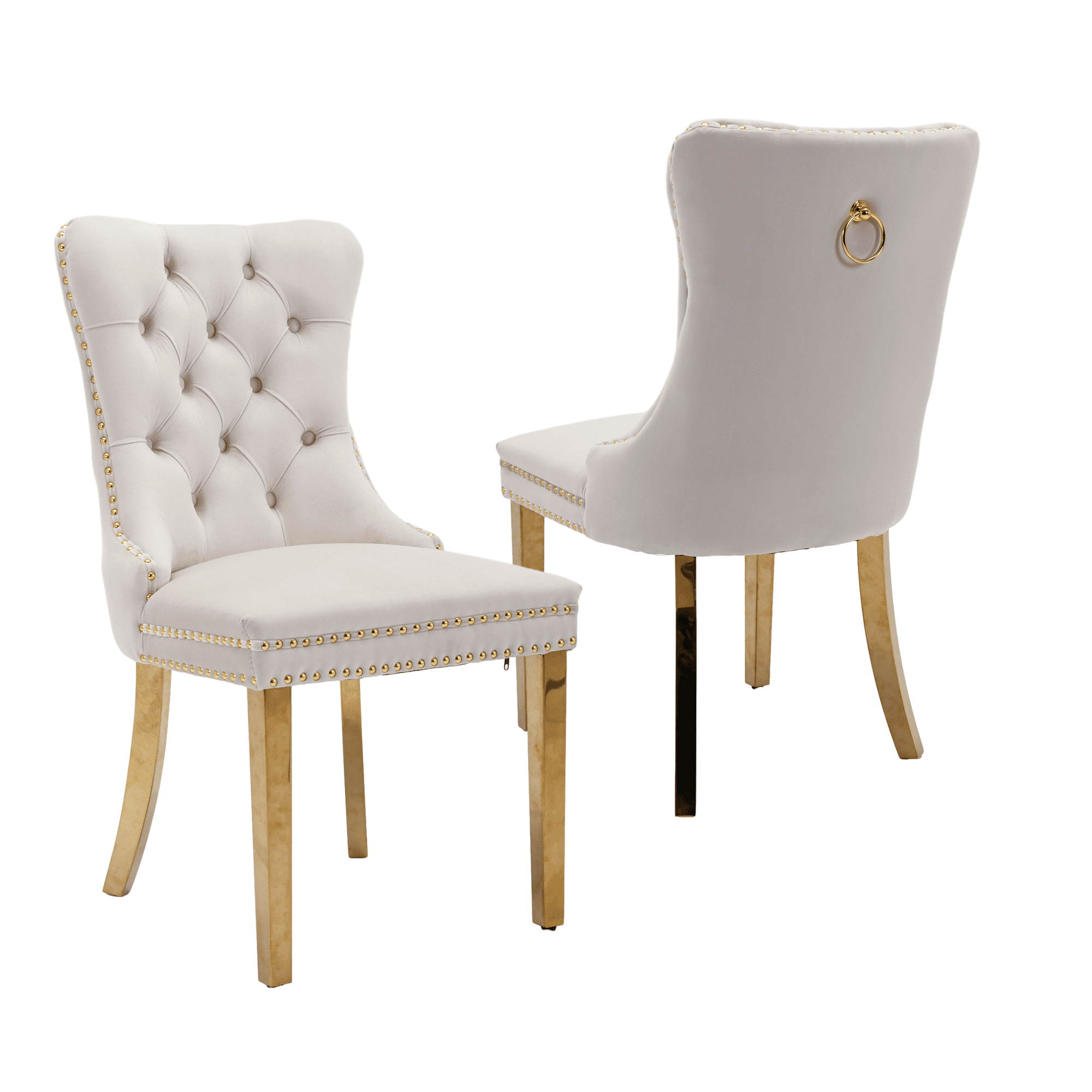 Upholstered High-end Dining Chairs,Tufted Side Chair with Golden ...