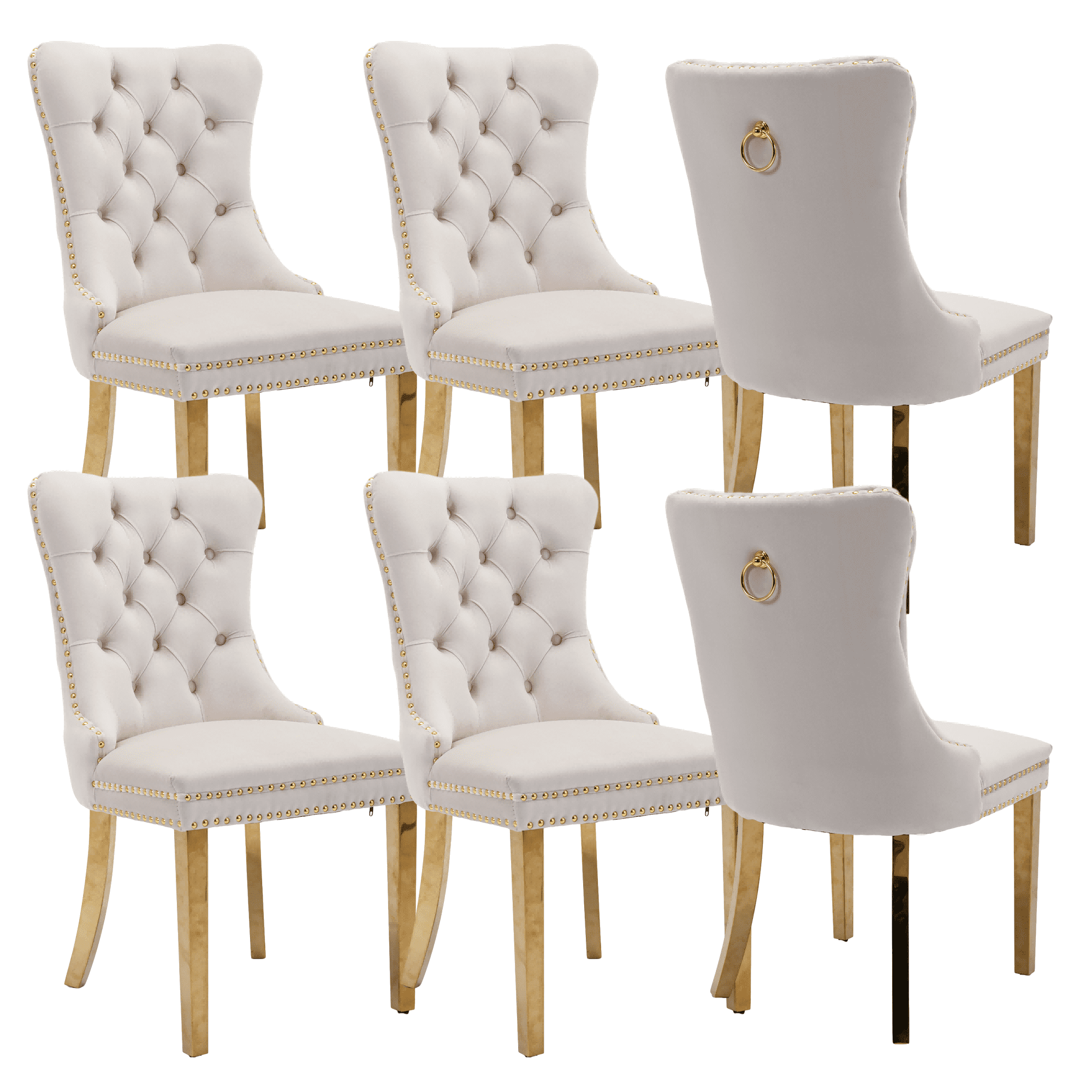 Upholstered High-end Dining Chairs,Tufted Side Chair with Golden ...