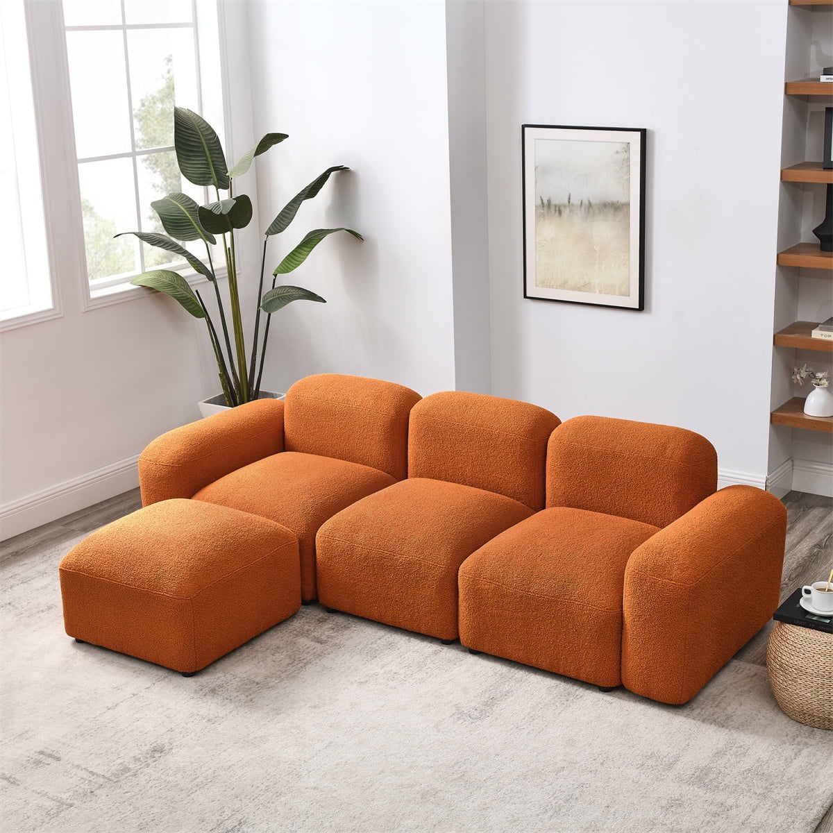 Upholstered L-Shape Modular Sectional Sofa, DIY Combination Convertible ...