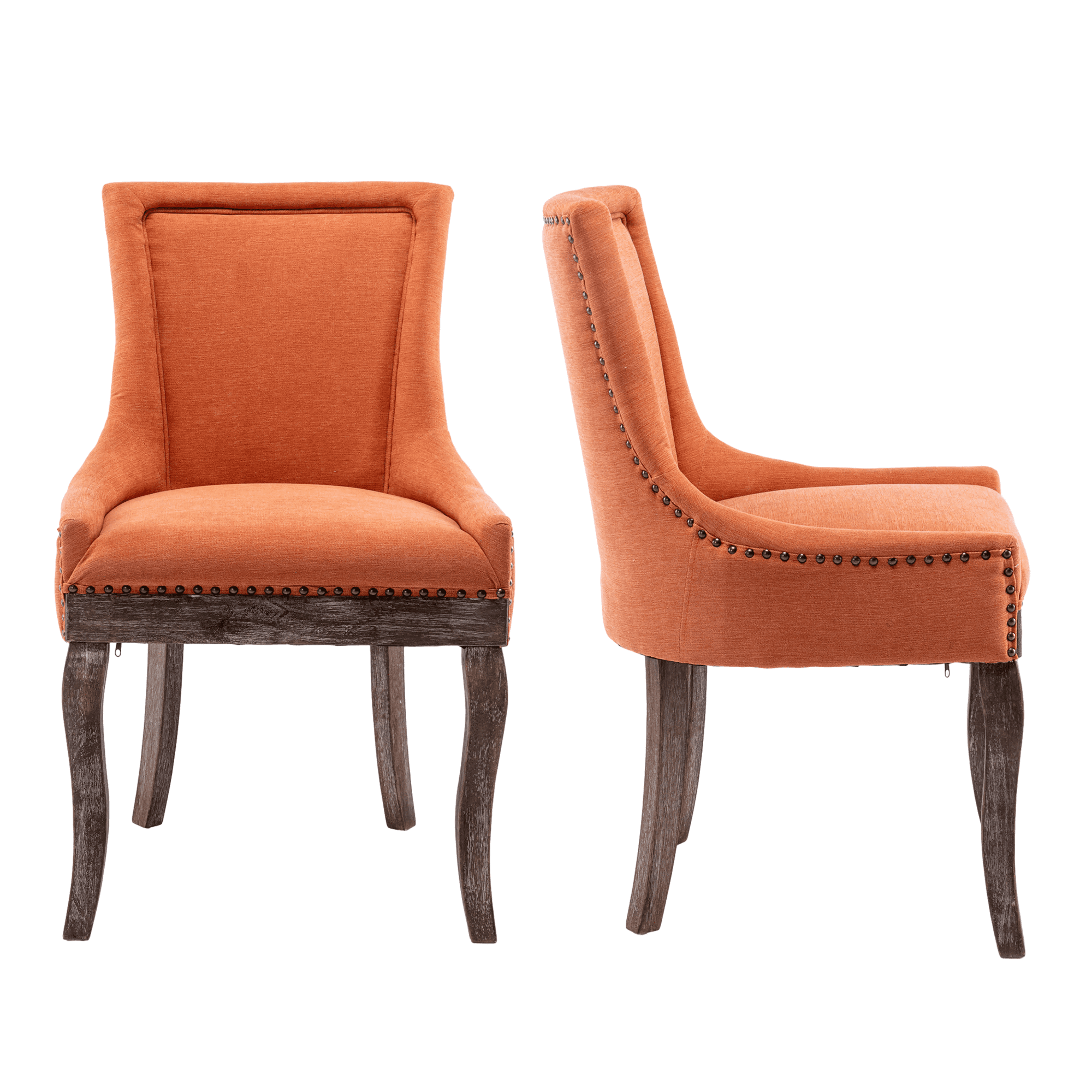 Upholstered Linen Dining Chairs with Bronze Nailhead, Dining Room ...